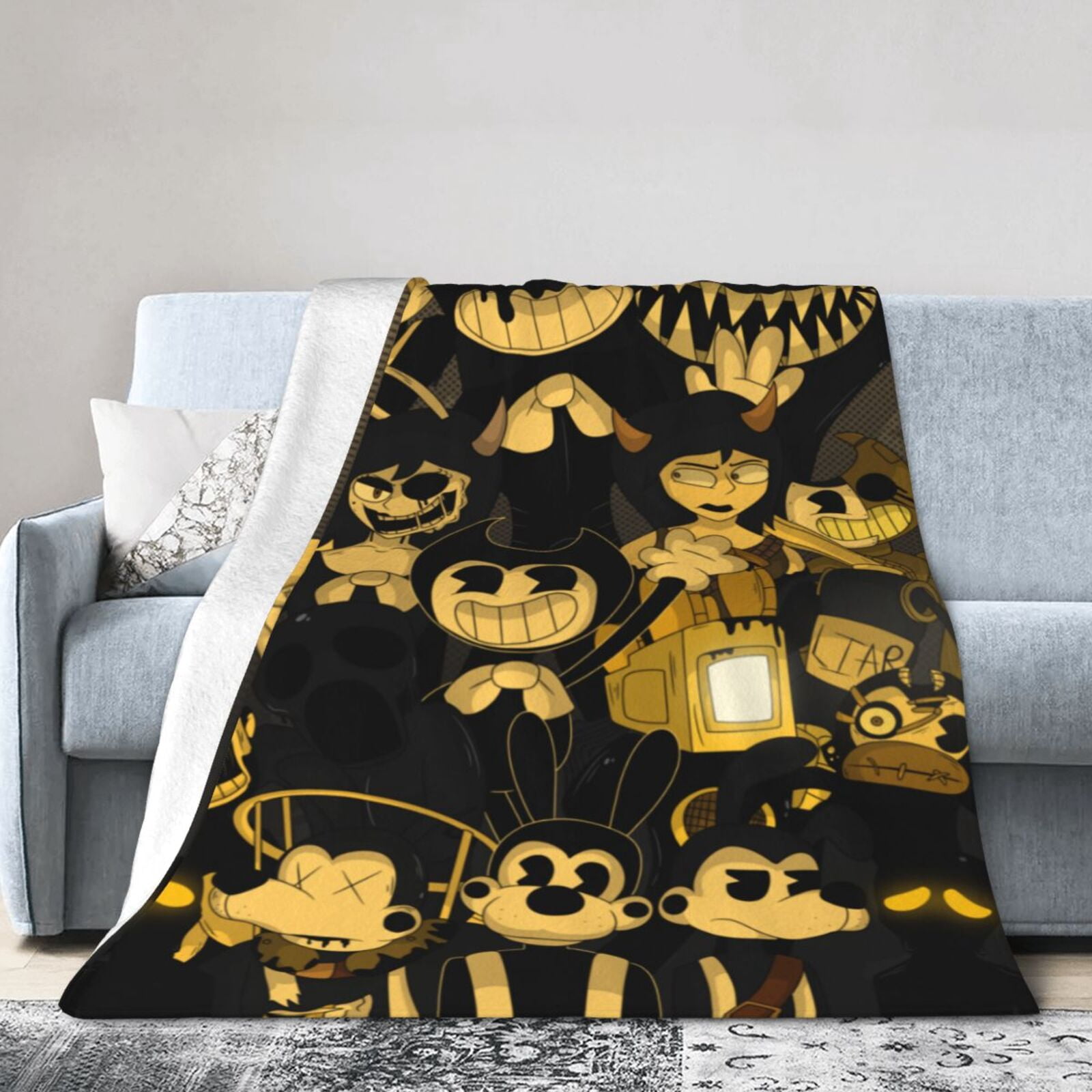Cartoon Bendy And The Ink Machine Flannel Blanket Funny Ultra-Soft ...