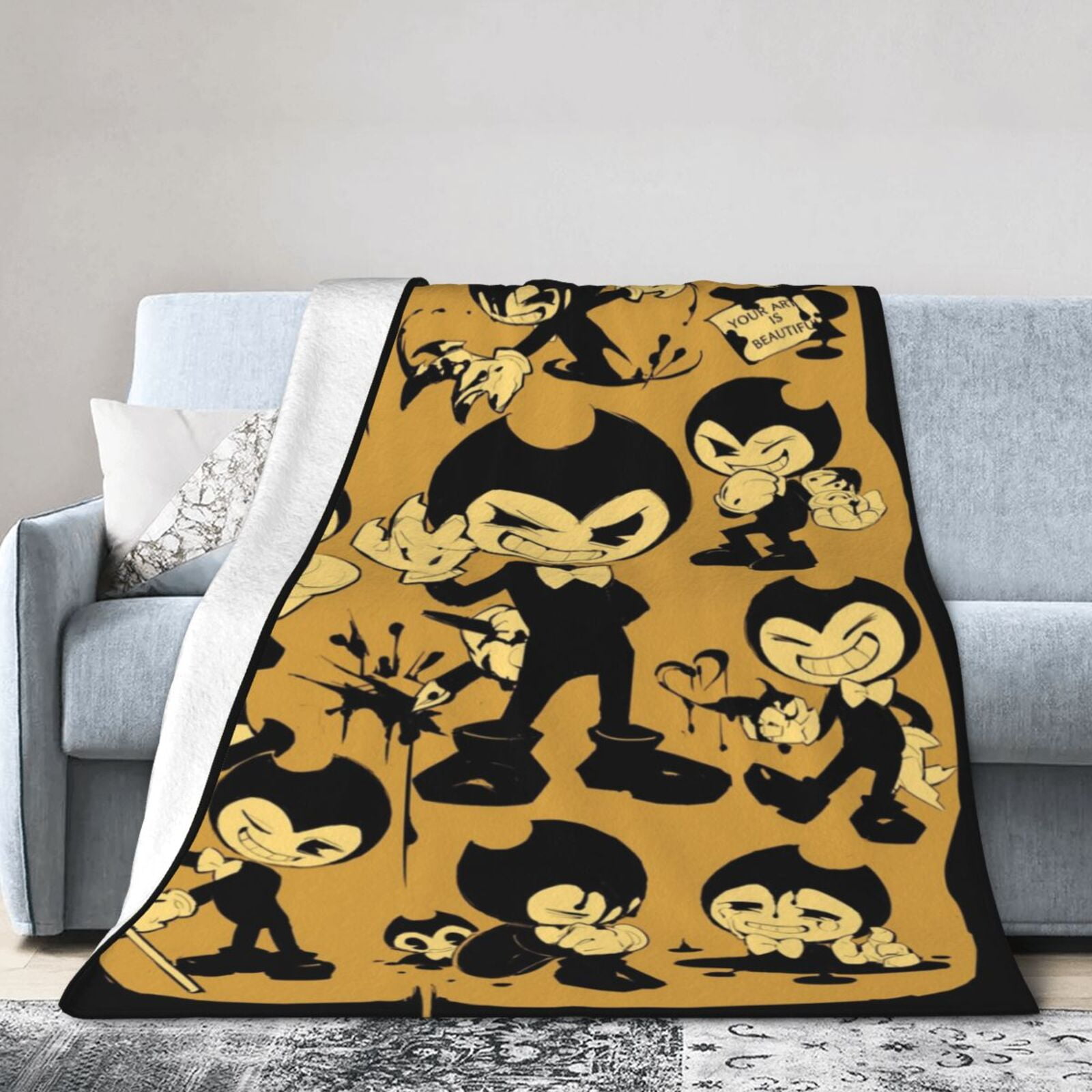 Cartoon Bendy And The Ink Machine Flannel Blanket Funny Ultra-Soft ...