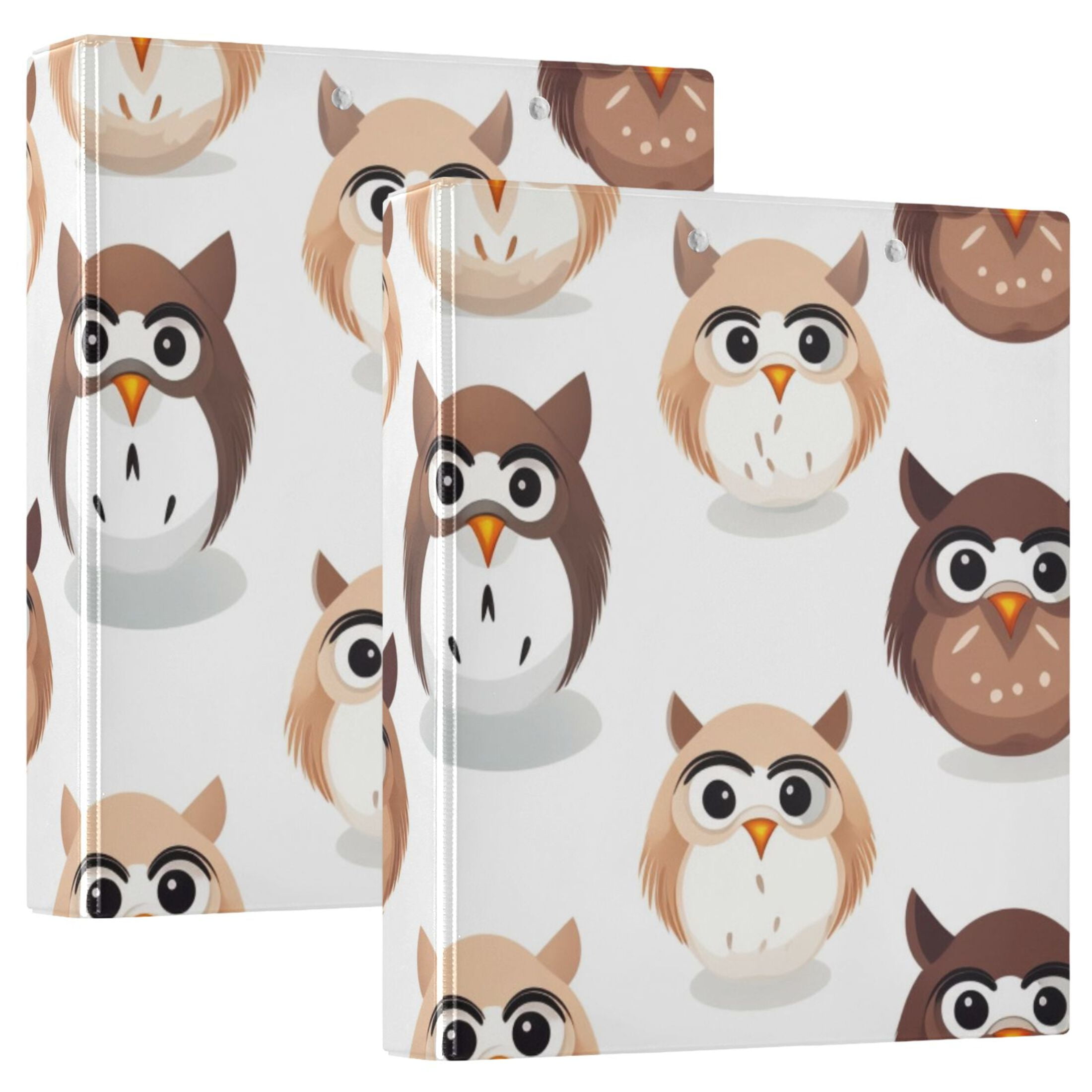 Cartoon Big Eye Owls 3 Ring Hardcover Binders 1.5" Round Rings for ...