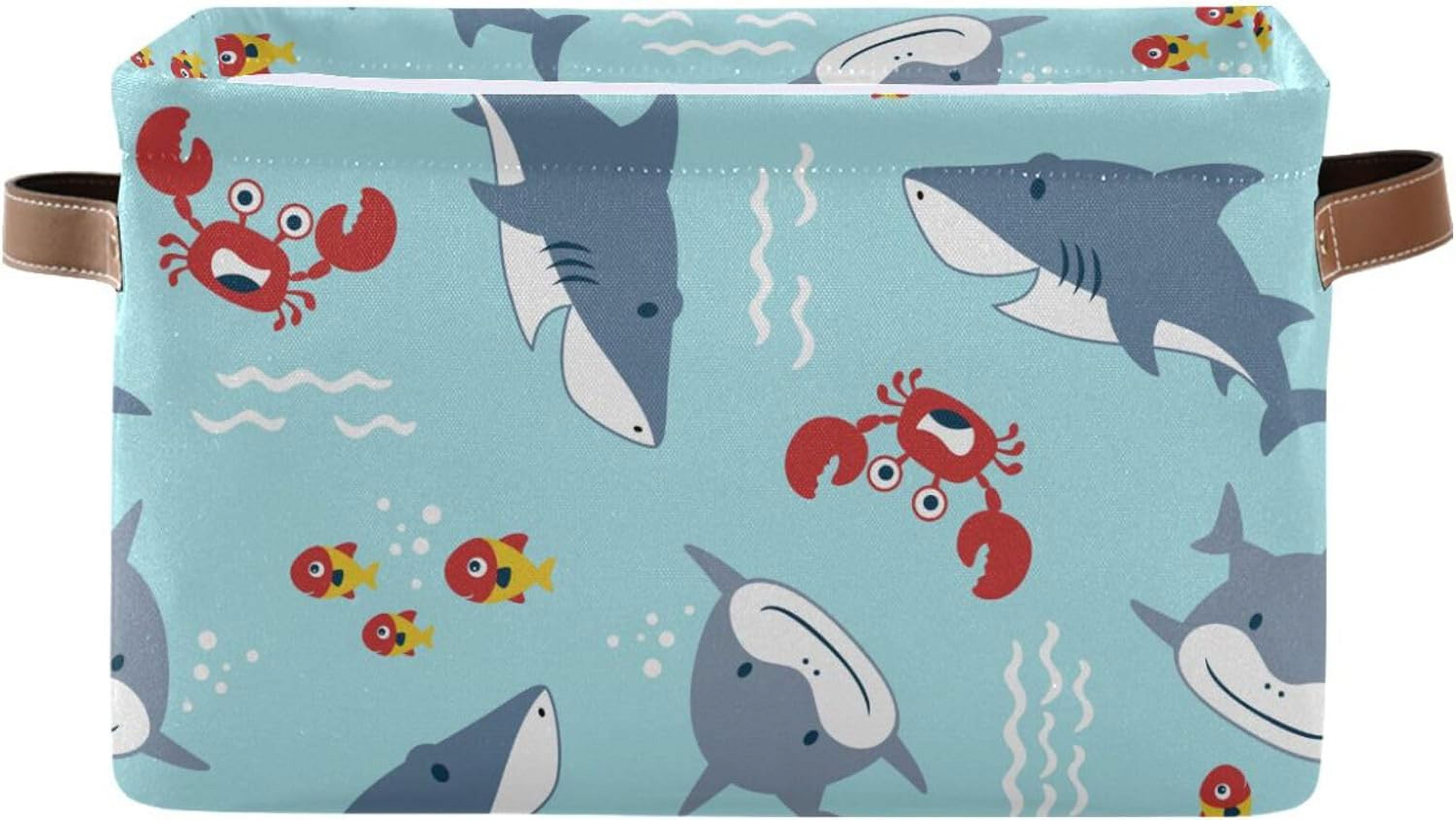 Cartoon Big Fish and Shark Storage Basket, Durable Canvas Organizer ...