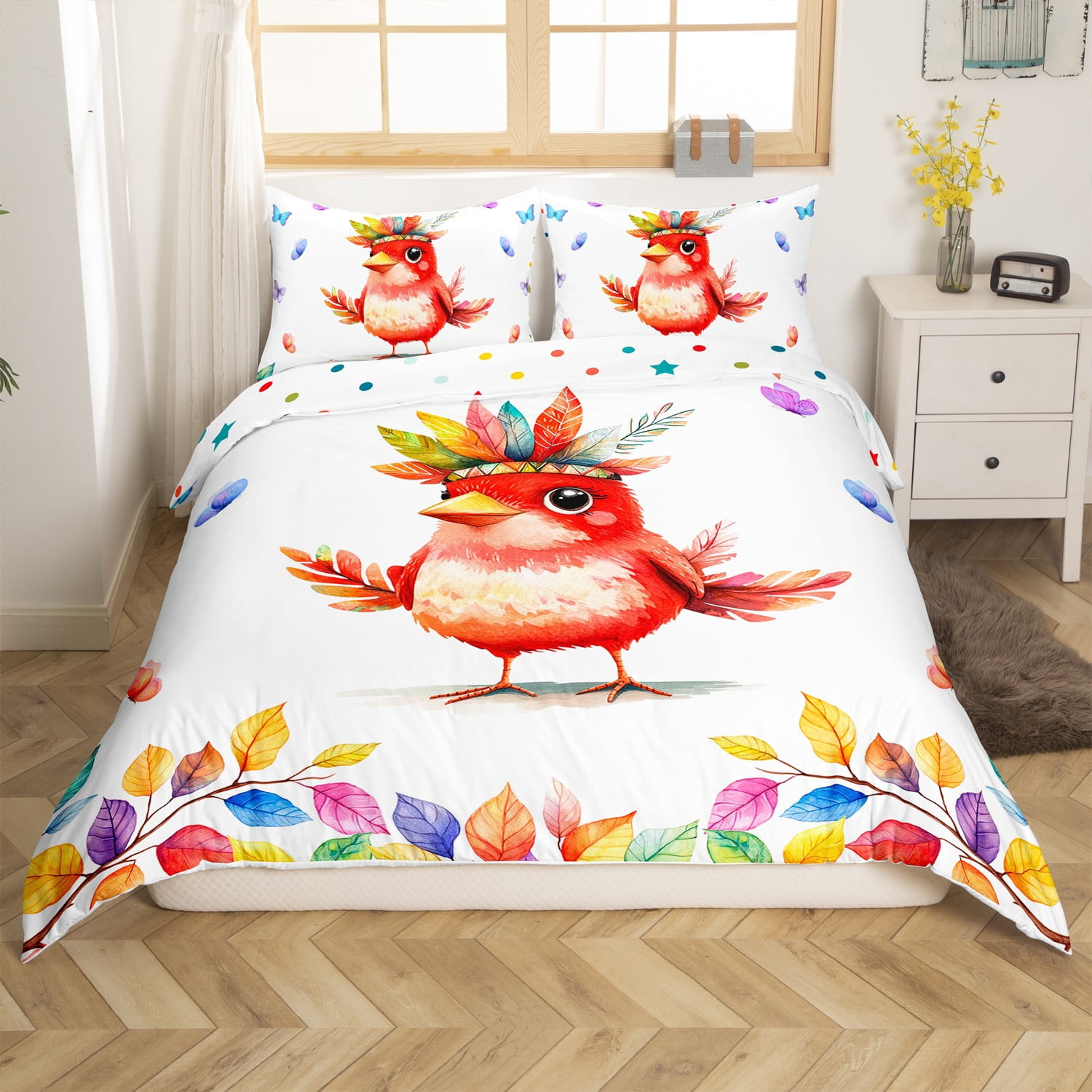 Cartoon Bird Bedding King Size for Child Cute Animal Duvet Cover ...