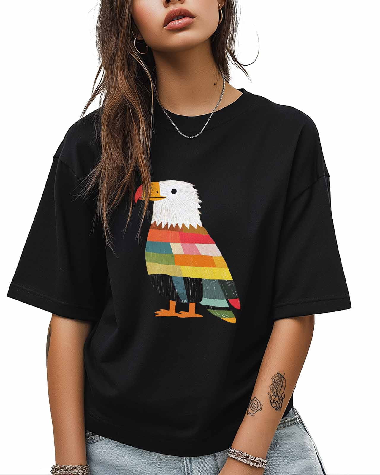 Cartoon Bird T Shirts for Women Short Sleeve Cotton Crewneck T-Shirt ...