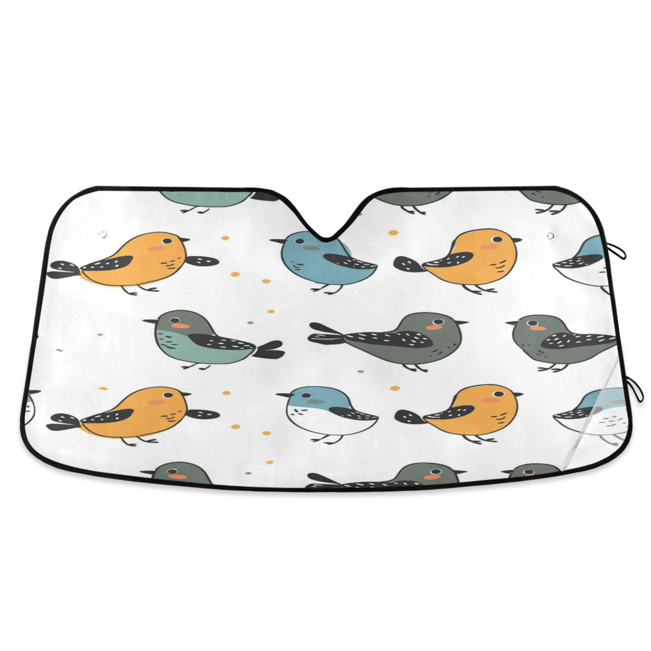 Cartoon Birds and Dots Car Windshield Sun Shade Foldable Car Front ...