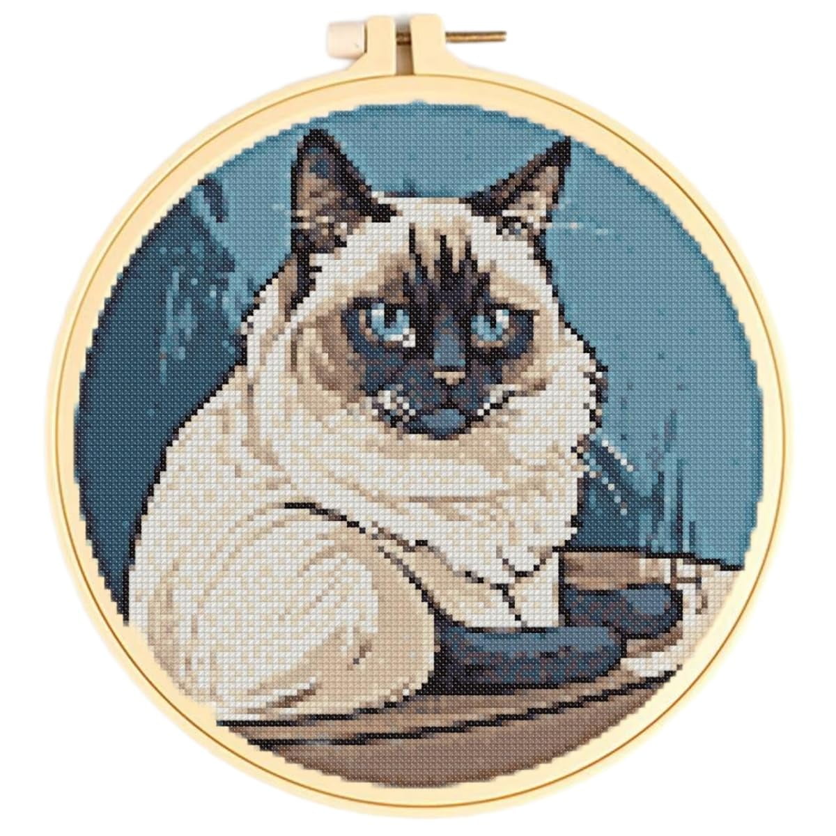 Cartoon Birman Cat Cross Stitch Kits for Starter Kits DIY 11CT Pre ...