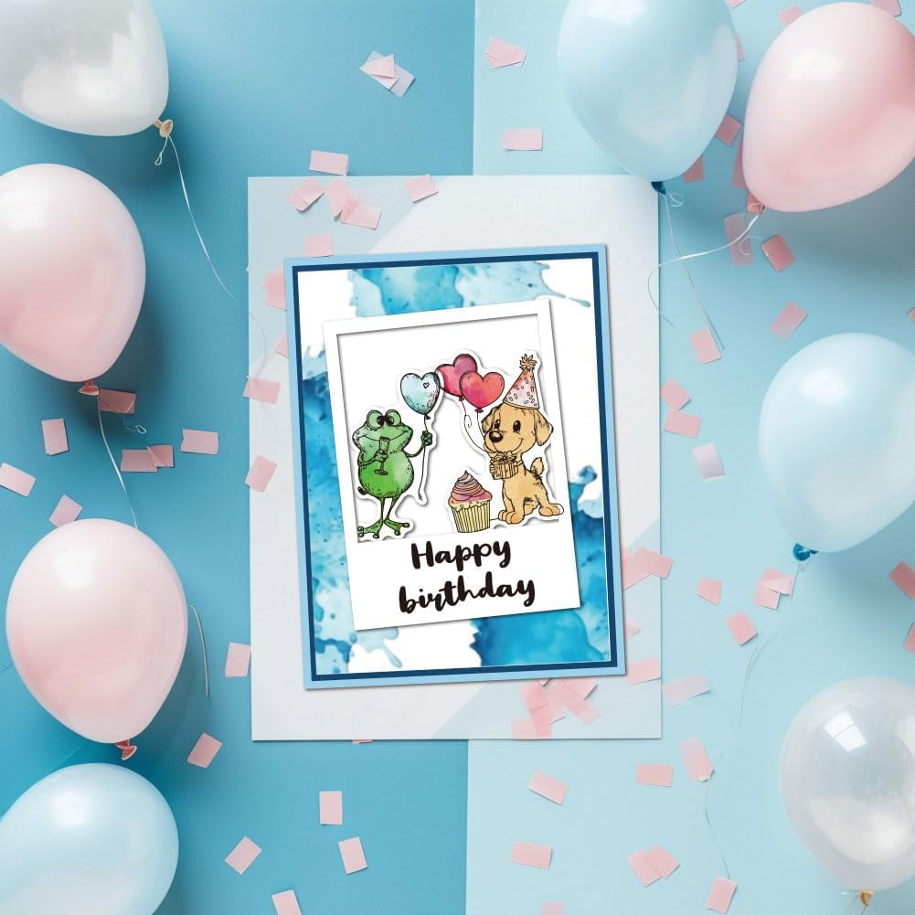 Cartoon Birthday Animal Clear Stamps Mouse Dog Frog Elephant Cow Turtle ...