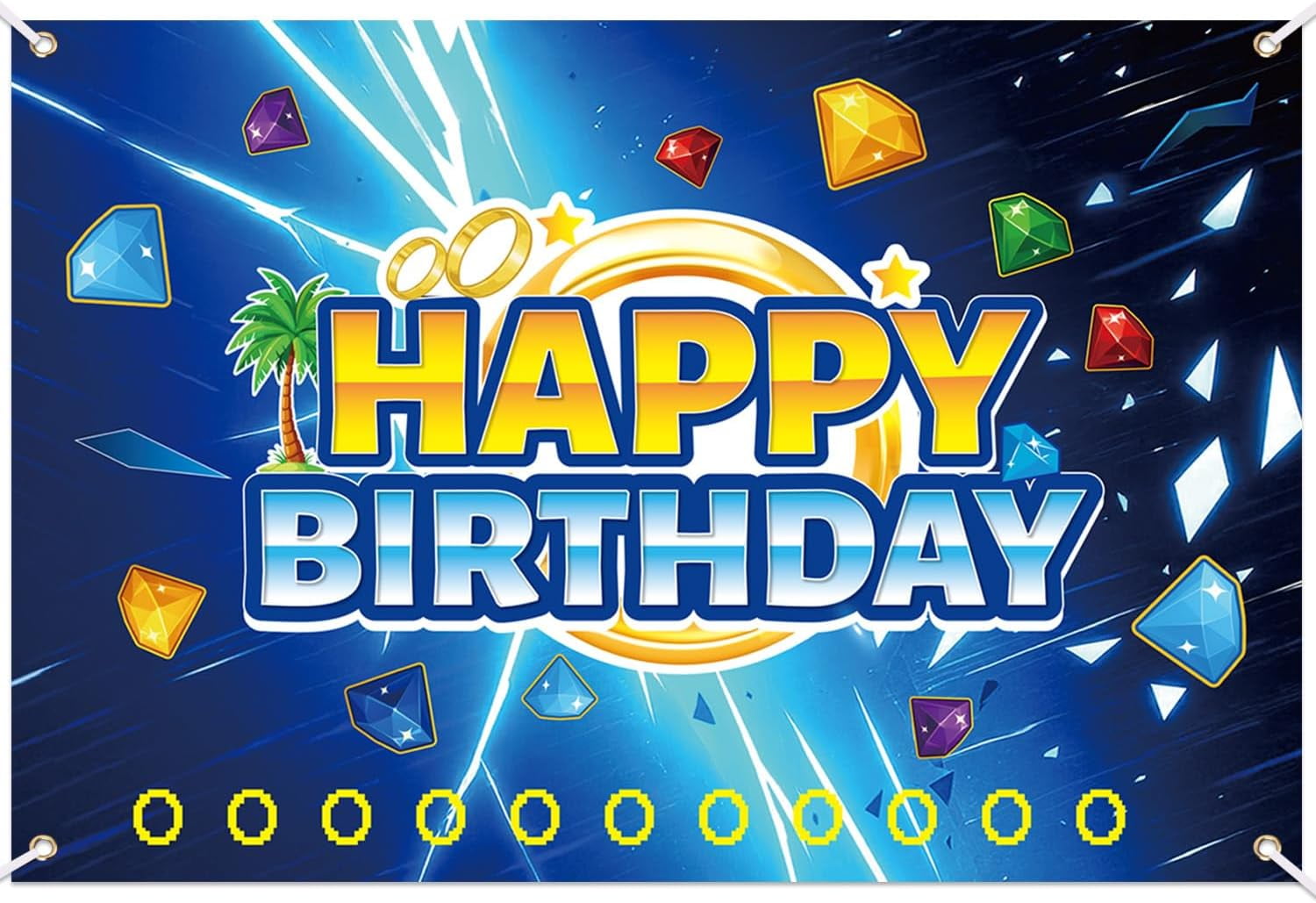 Cartoon Birthday Backdrop, Blue Happy Birthday Banner Back Drop ...