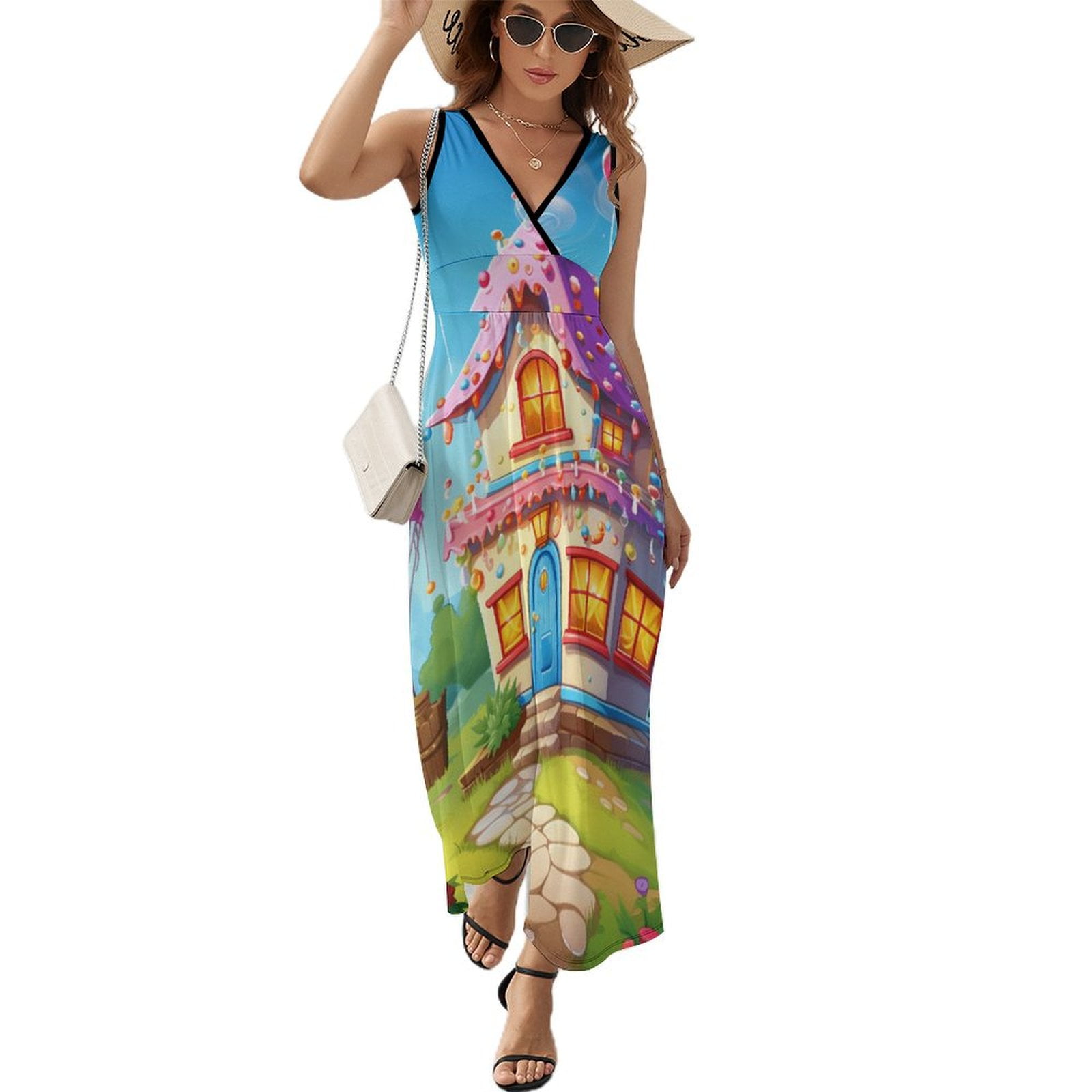 Cartoon Birthday Cake Art Sleeveless Dress Women's Summer Suit Dresses ...