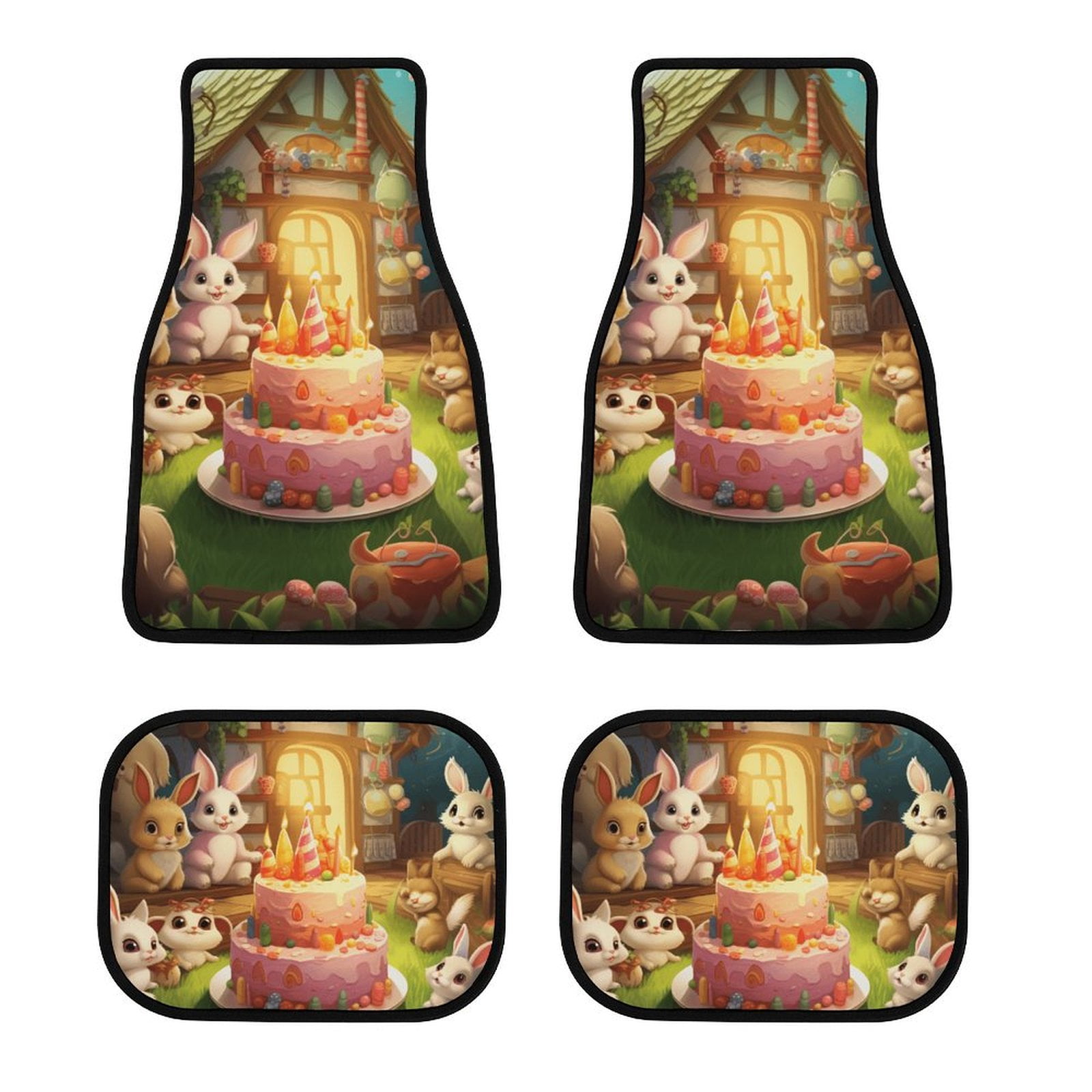 Cartoon Birthday Cake Car Floor Mats, Anti-Slip Rubber Backing Cars ...