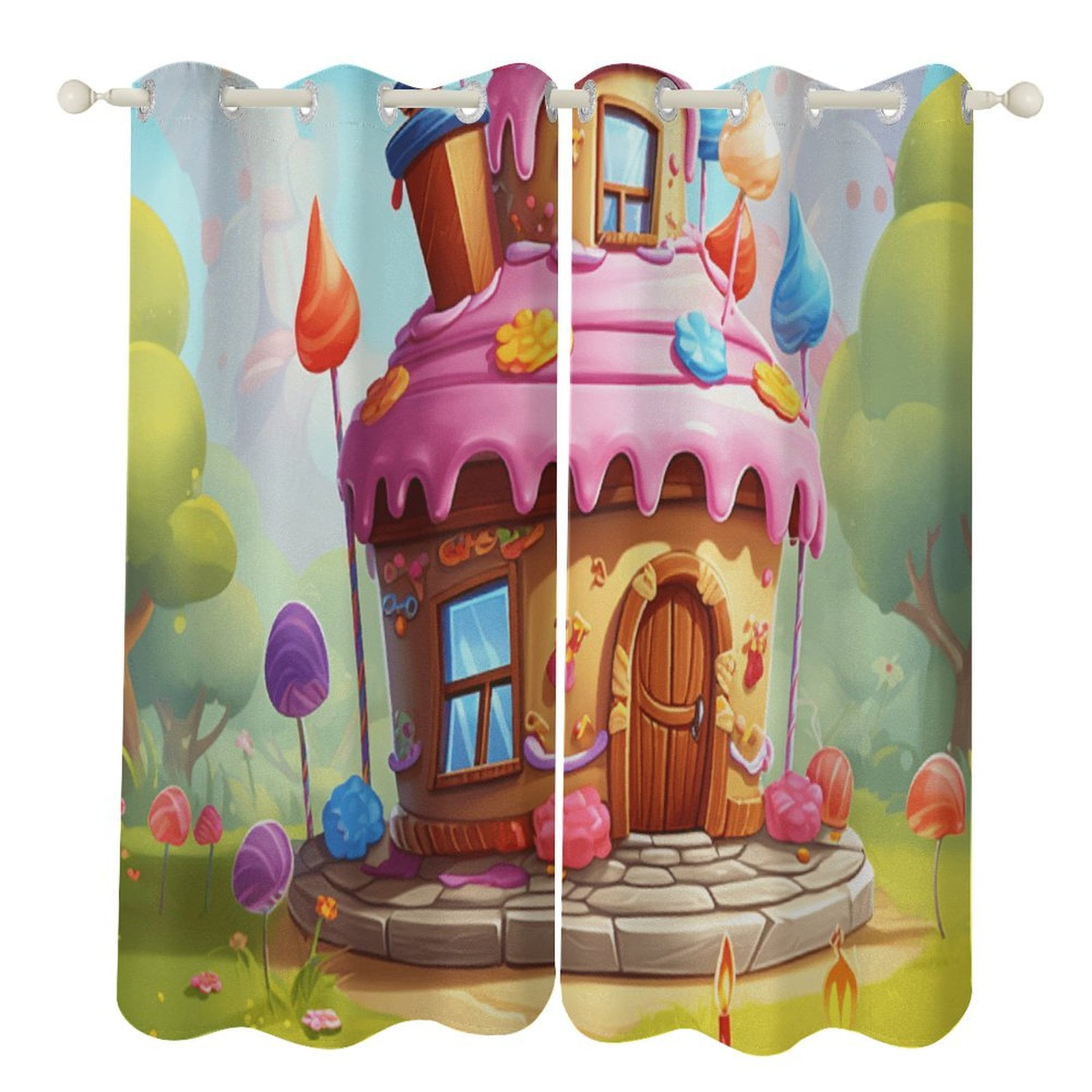 Cartoon Birthday Cake Modern Window for Living Room Curtains for Child ...