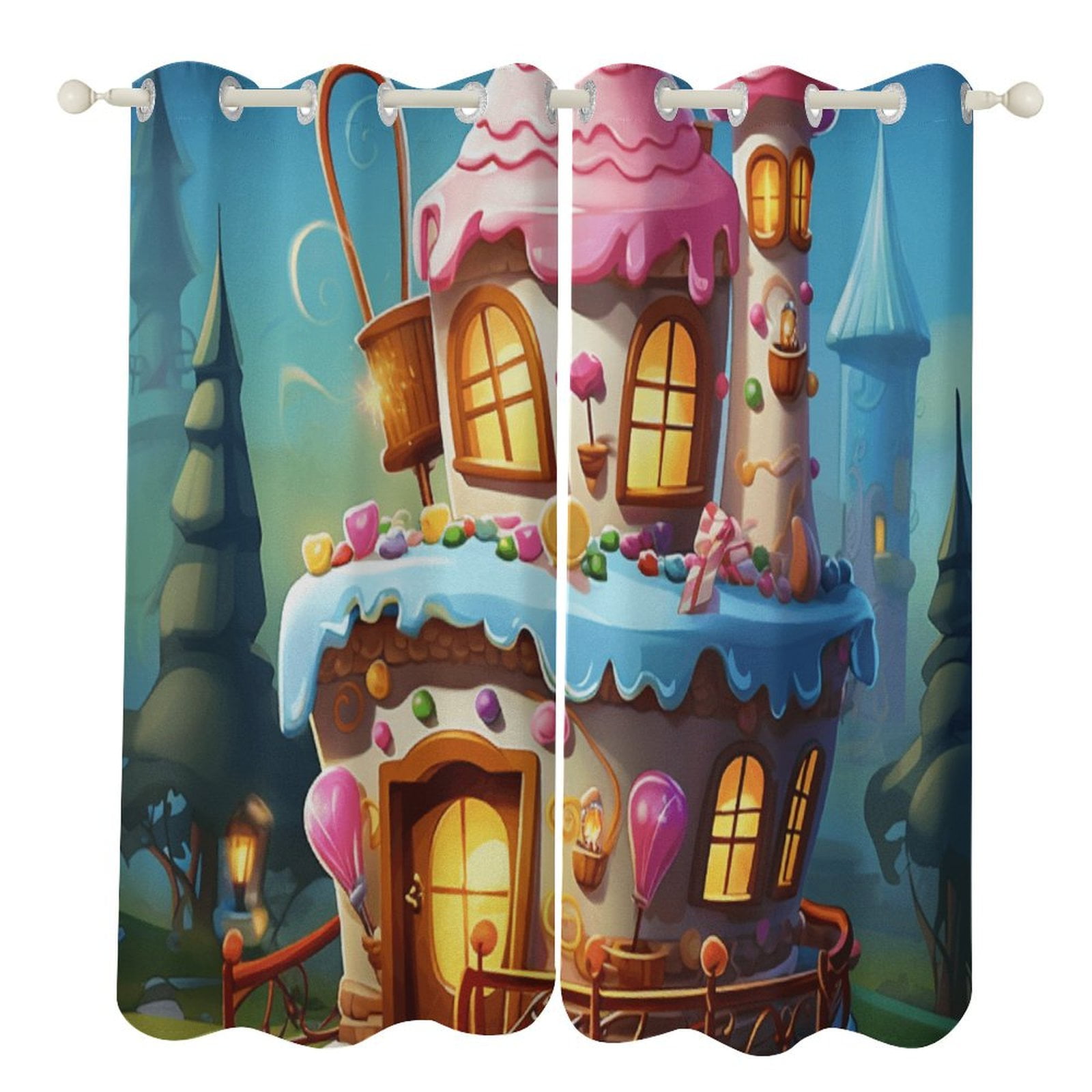 Cartoon Birthday Cake Modern Window for Living Room Curtains for Child ...