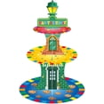 Cartoon Birthday Cupcake Stand Three-Tier Red Brick Wall Cake Tower ...