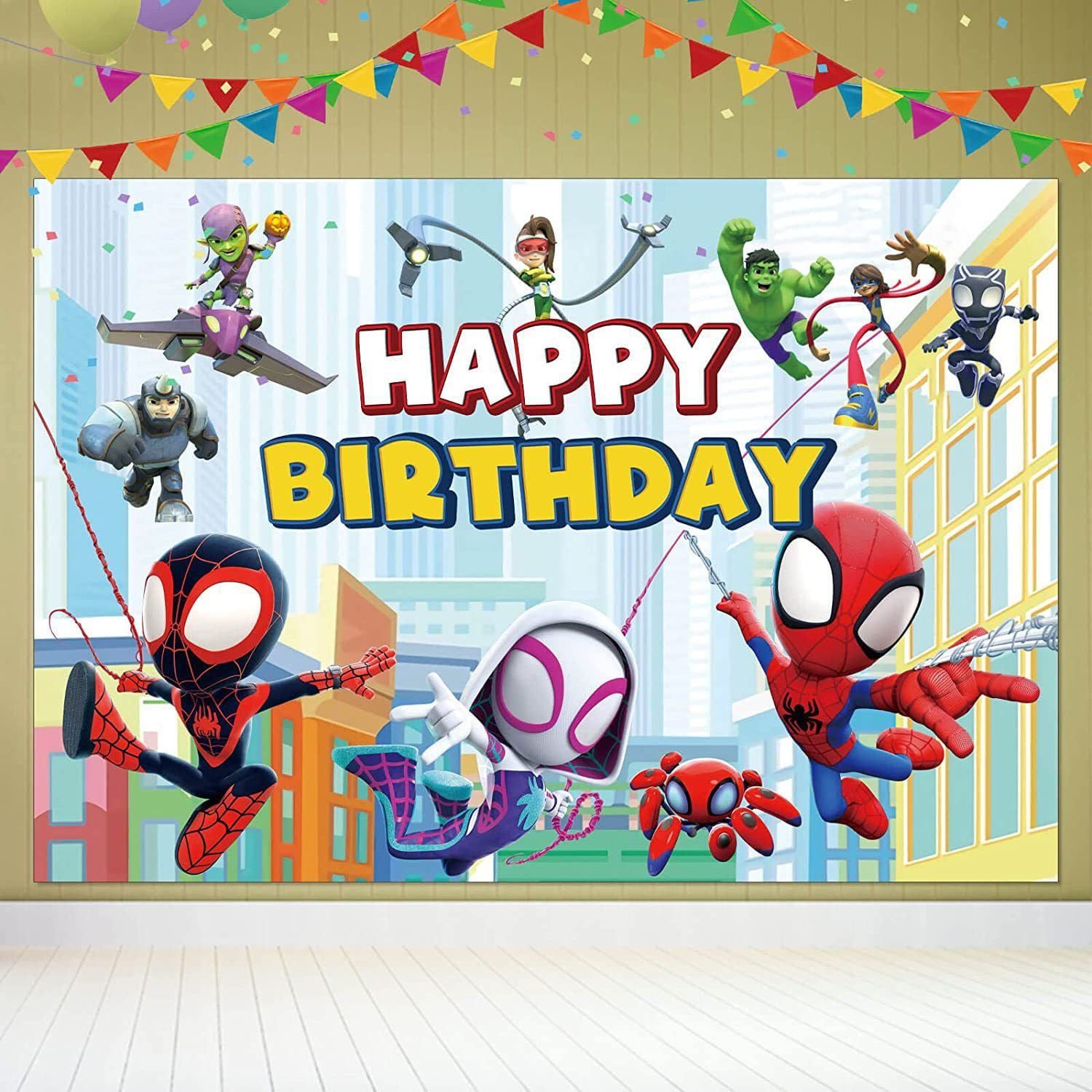 Cartoon Birthday Decorations,Spider Backdrops for Party Decorations ...