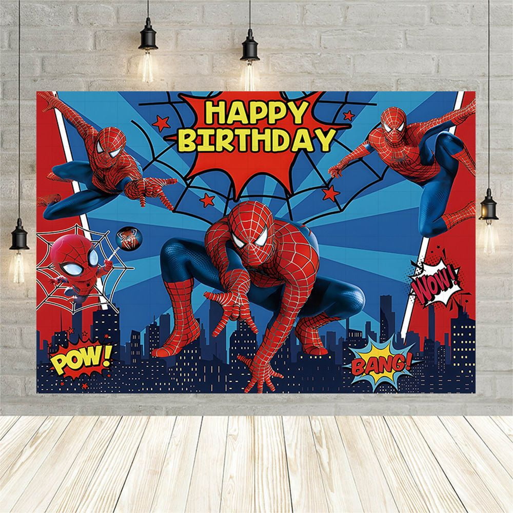 Cartoon Birthday Decorations,Spider Backdrops for Party Decorations ...
