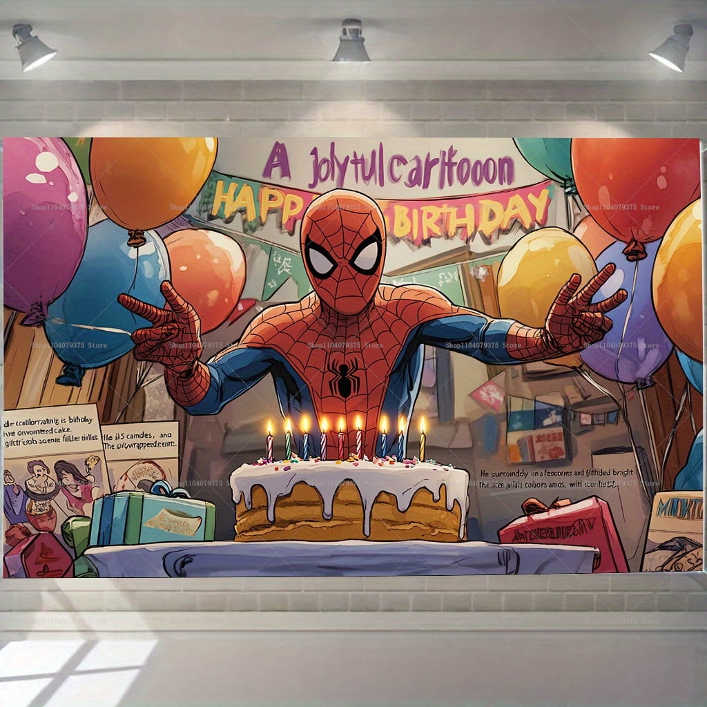 Cartoon Birthday Decorations,Spider Backdrops for Party Decorations ...