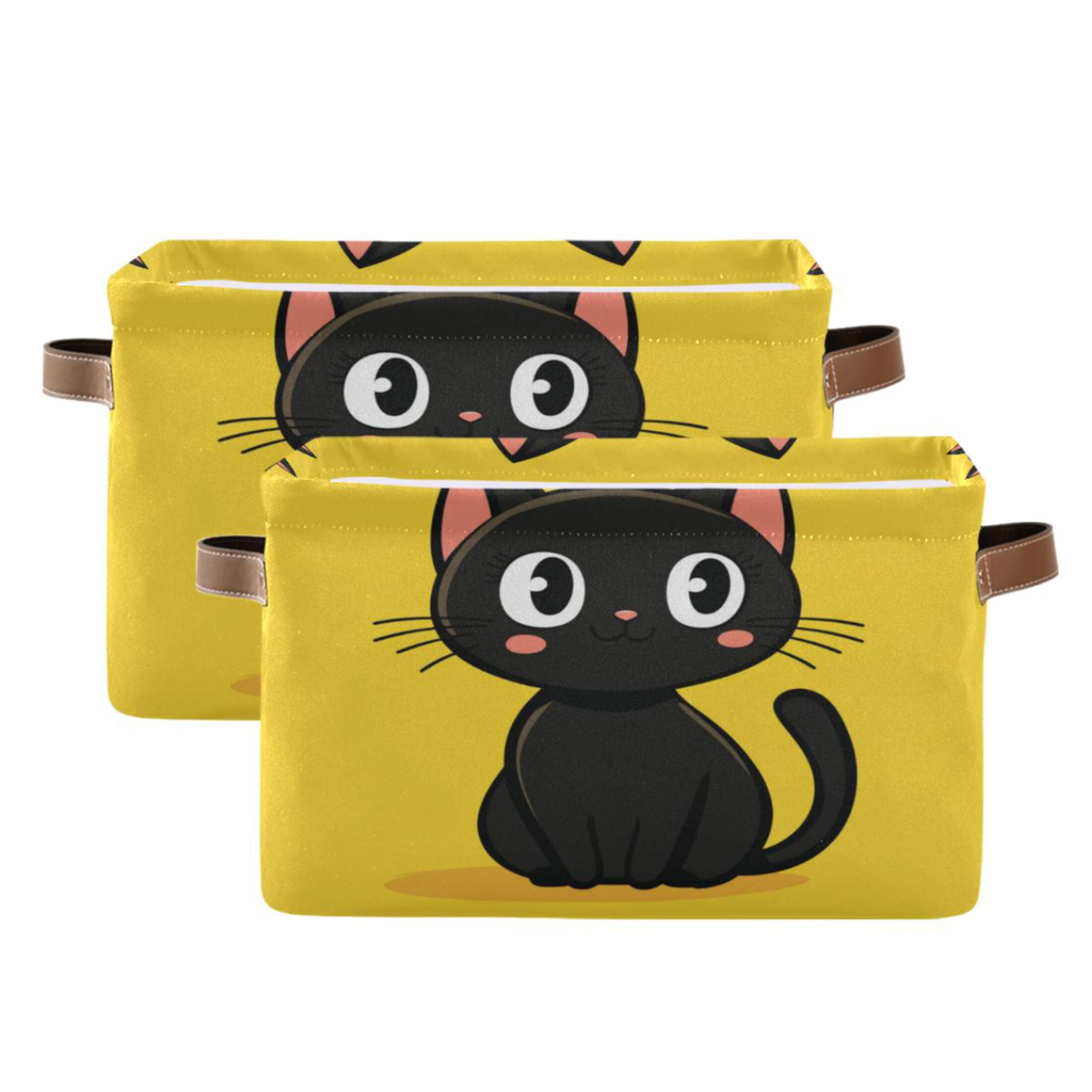 Cartoon Black Cat Foldable Storage Basket,Canvas Fabric Foldable ...