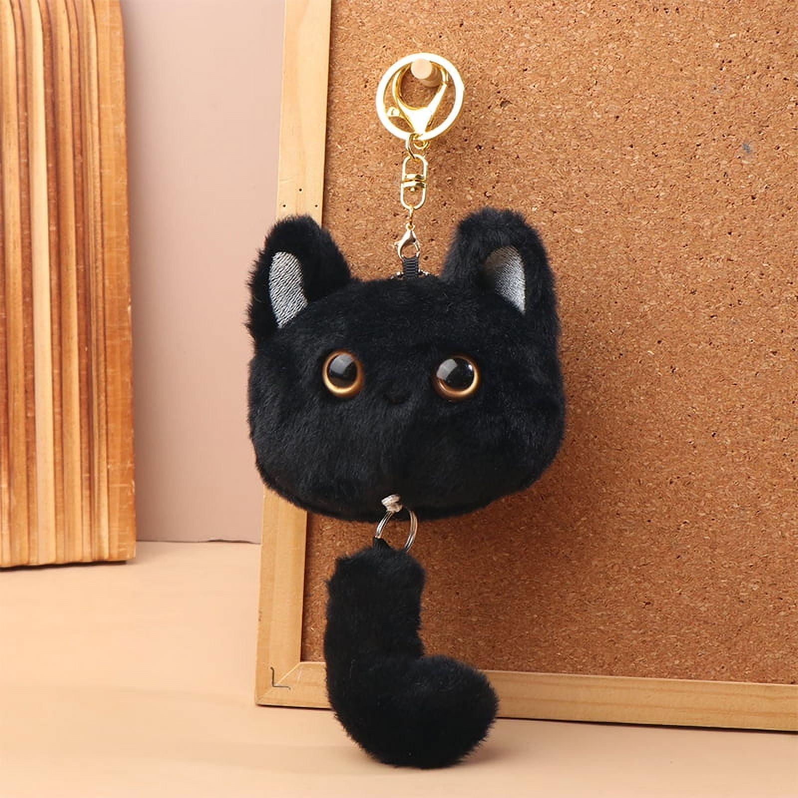 Cartoon Black Cat Plush Toy Pull Tail Animal Cats Soft Stuffed Doll ...