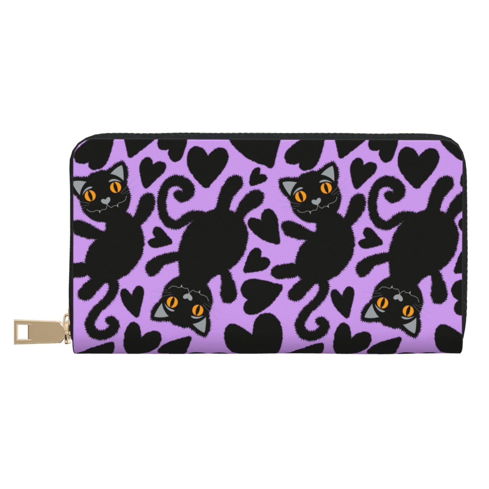 Cartoon Black Cats Wallet Women, Leather Bifold Multi Card Wallet ...