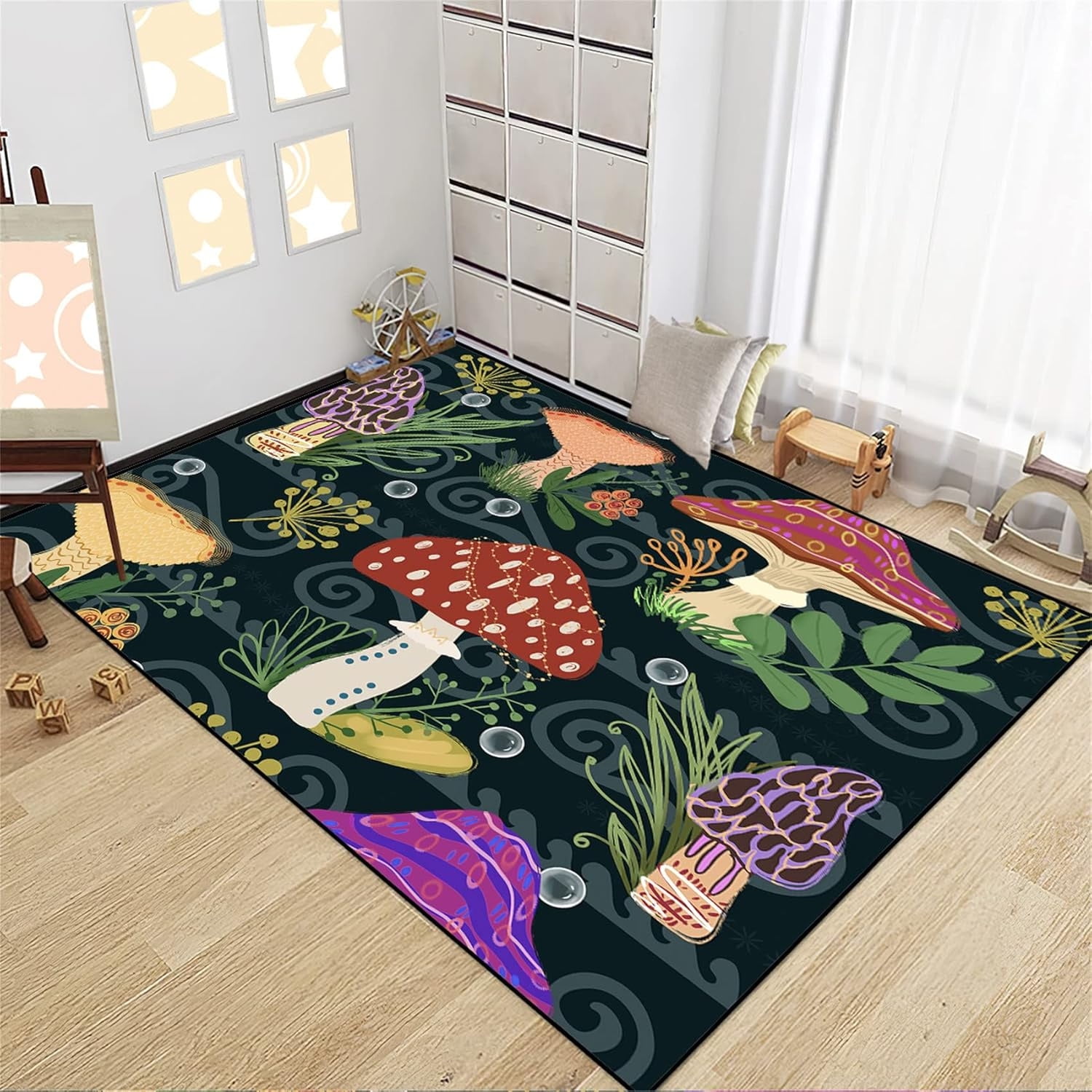 Cartoon Black Rugs for Bedroom Lovely Kids Room r Carpets Purple Carpet ...