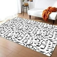 Cartoon Black White Music Notation Area Rugs, Music Lover Large Rug ...