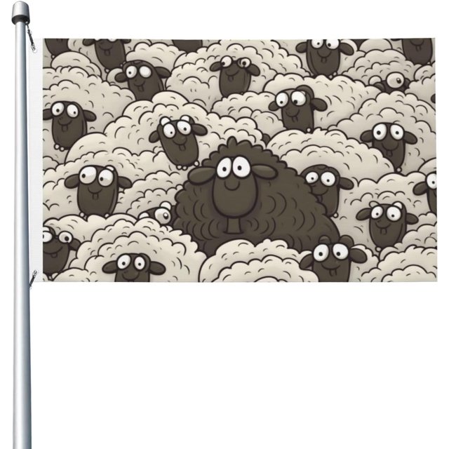 Cartoon Black White Sheep Flag 2x3 ft Flags for Outside Funny Banner ...