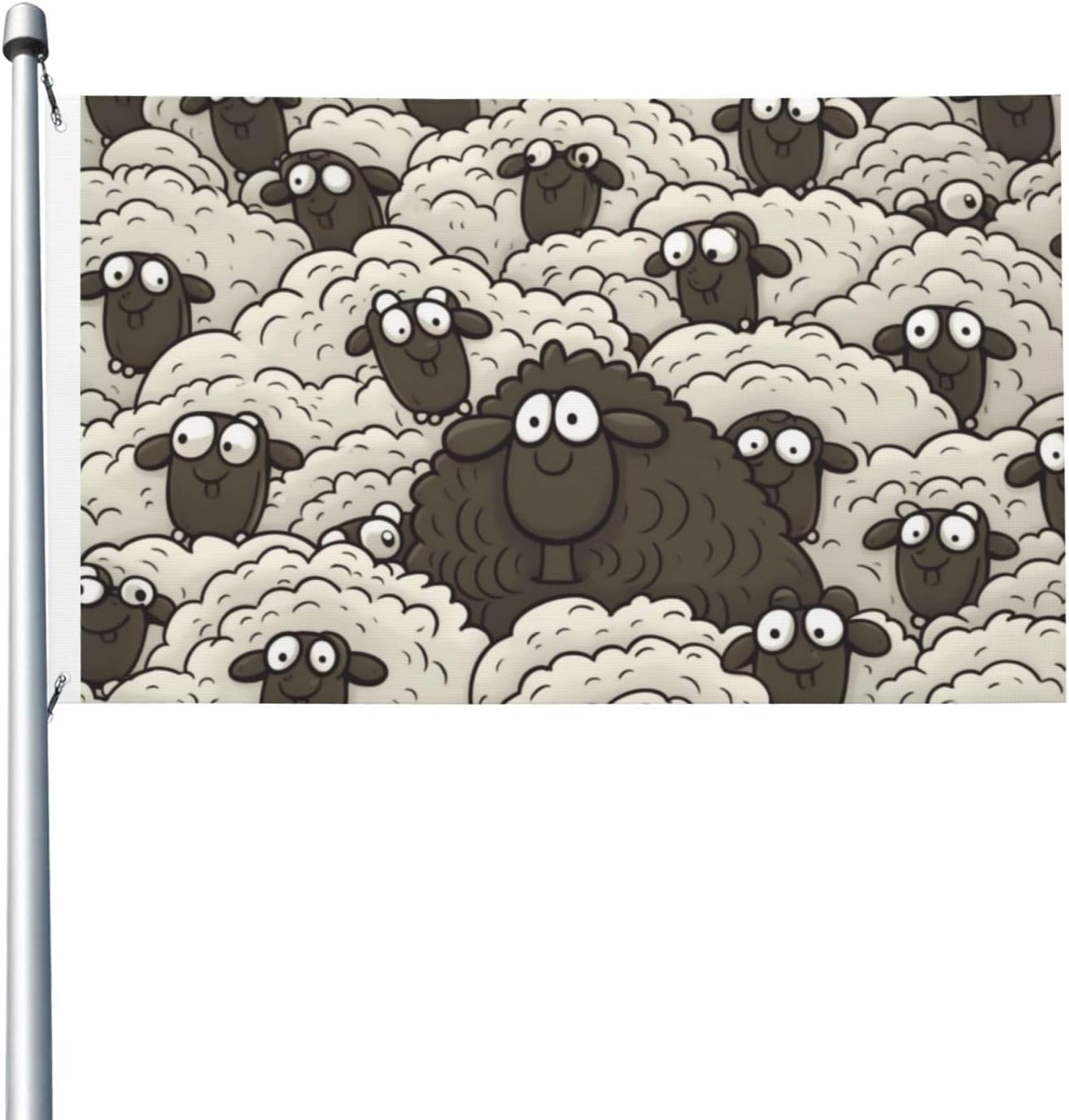 Cartoon Black White Sheep Flag 4x6 ft Flags for Outside Funny Banner ...