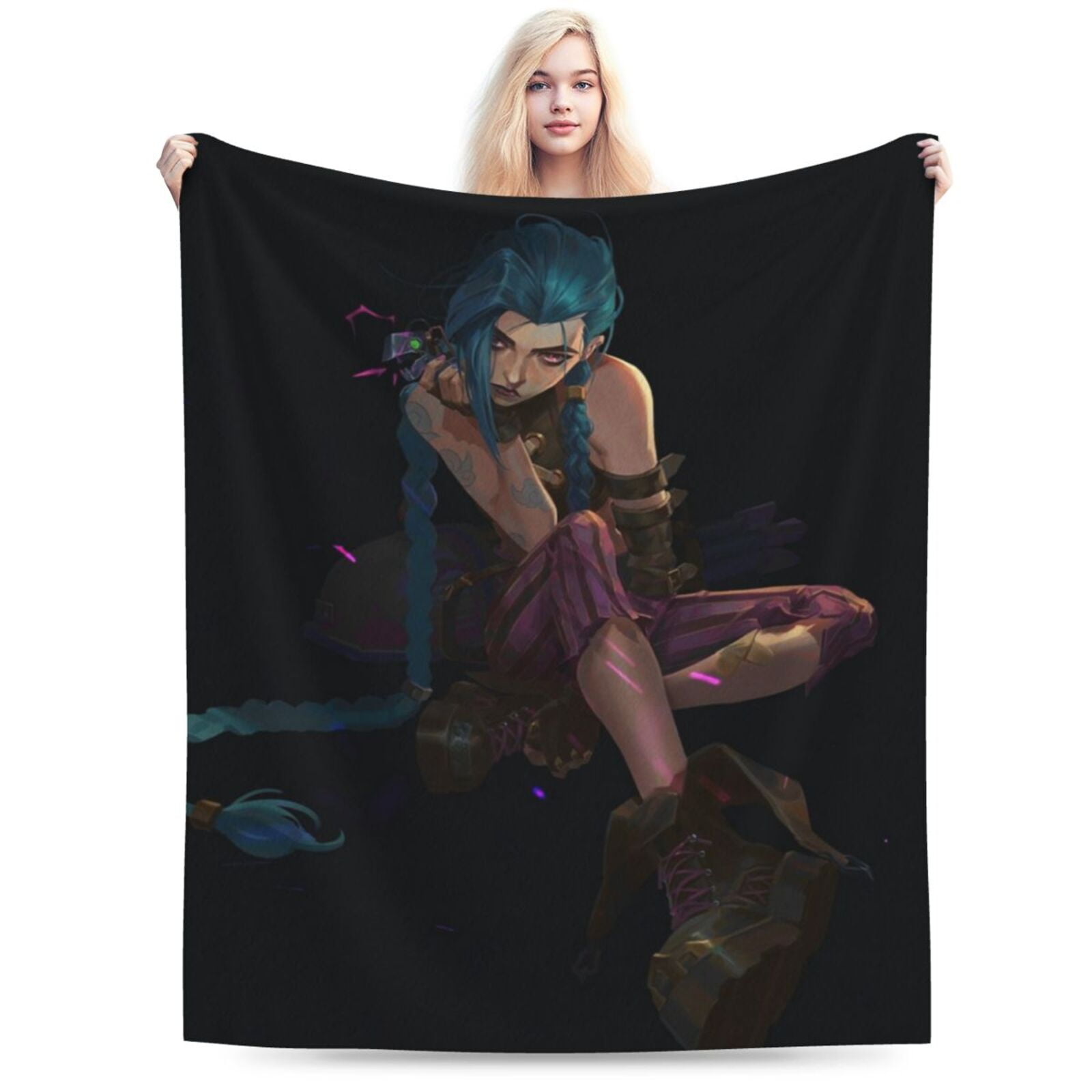 Cartoon Blanket Arcane Jinx Soft Anti-Pilling Fuzzy Flannel Throw Blanket For Couch Bed Living ...
