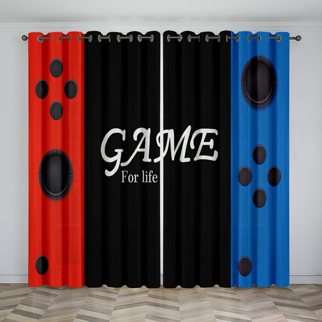 Cartoon Blocks Cube Game Gamepad Switch Window Curtains Blinds For ...