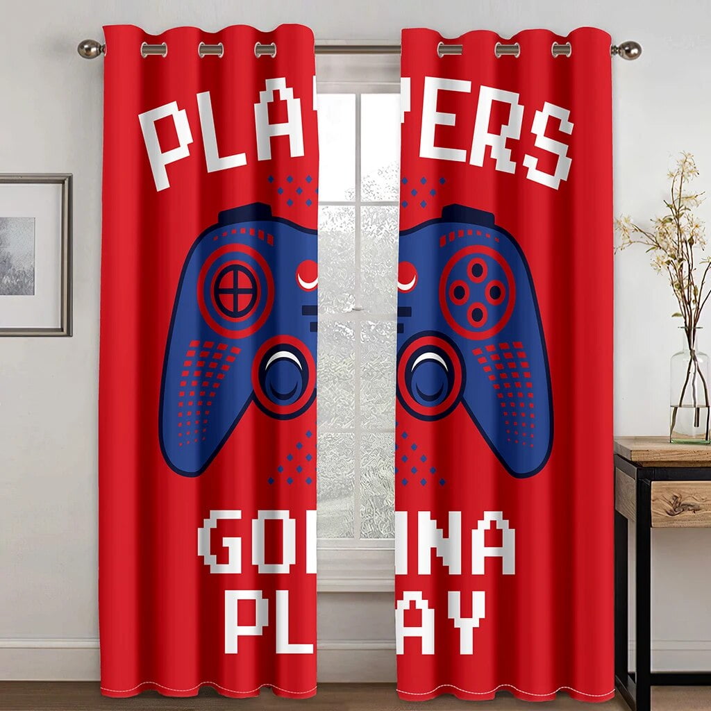 Cartoon Blocks Cube Game Gamepad Switch Window Curtains Blinds For ...