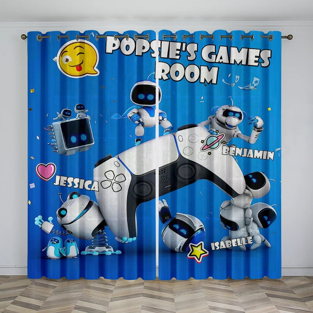 Cartoon Blocks Game Gamepad Switch Window Curtains Blinds For Living Room Kids Bedroom Bathroom ...