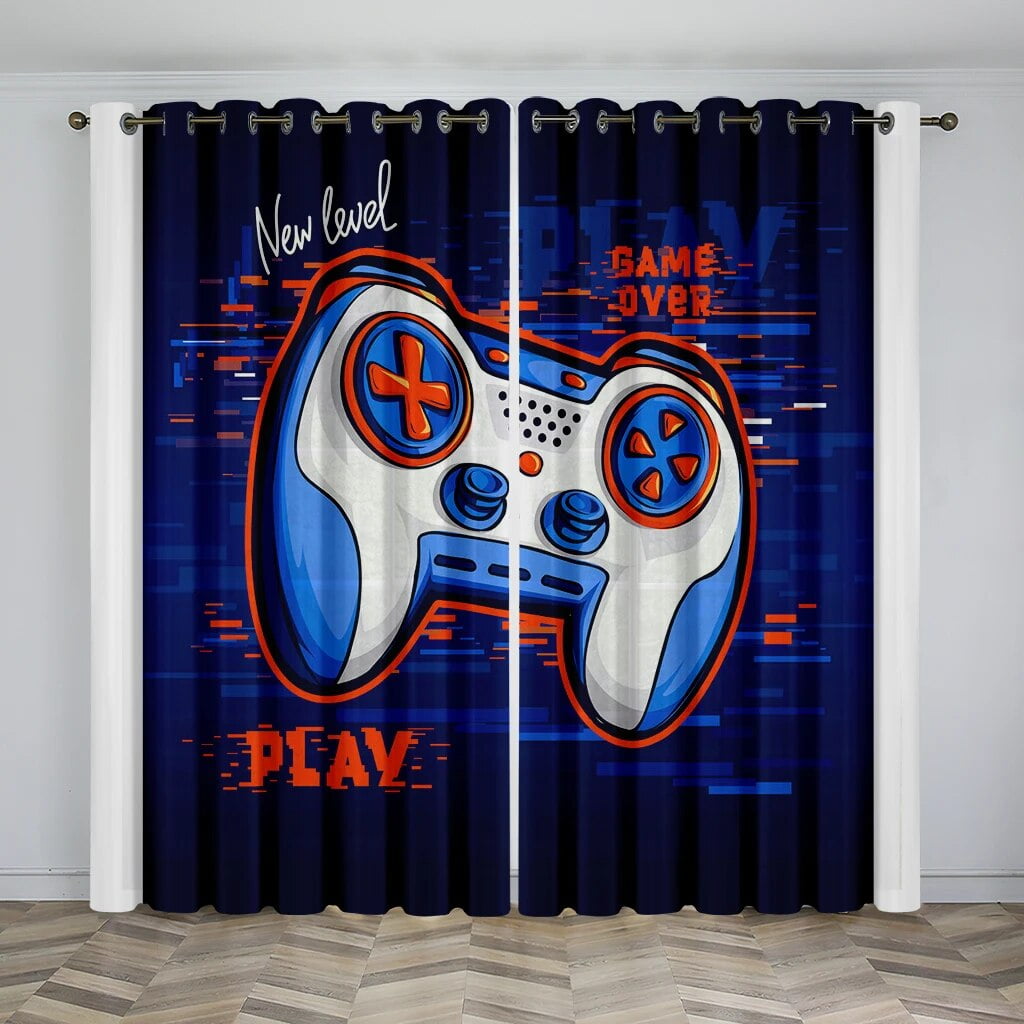 Cartoon Blocks Game Gamepad Switch Window Curtains Blinds For Living ...