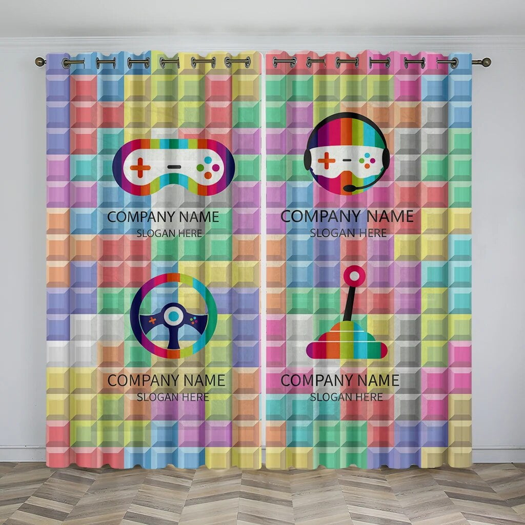 Cartoon Blocks Game Gamepad Switch Window Curtains Blinds For Living ...