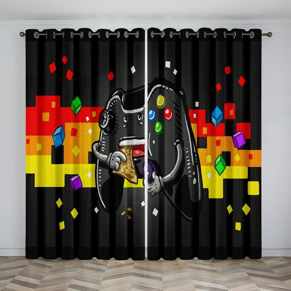 Cartoon Blocks Game Gamepad Switch Window Curtains Blinds For Living ...