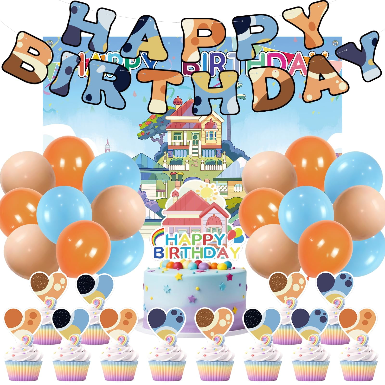 Cartoon Blue Dogs Party Supplies Set - Dog Birthday Party Decorations ...