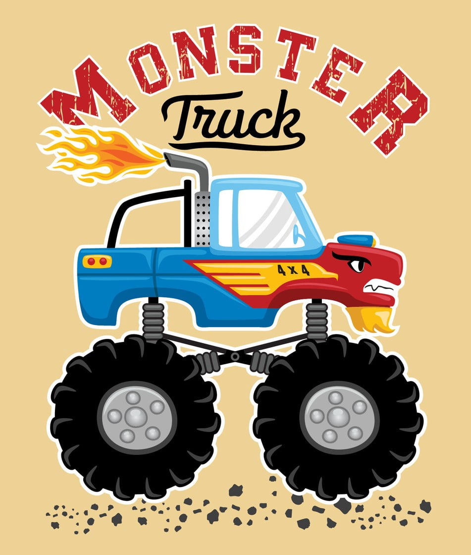 Cartoon Blue Monster Truck Driving Themed Birthday Photo Edible Image ...