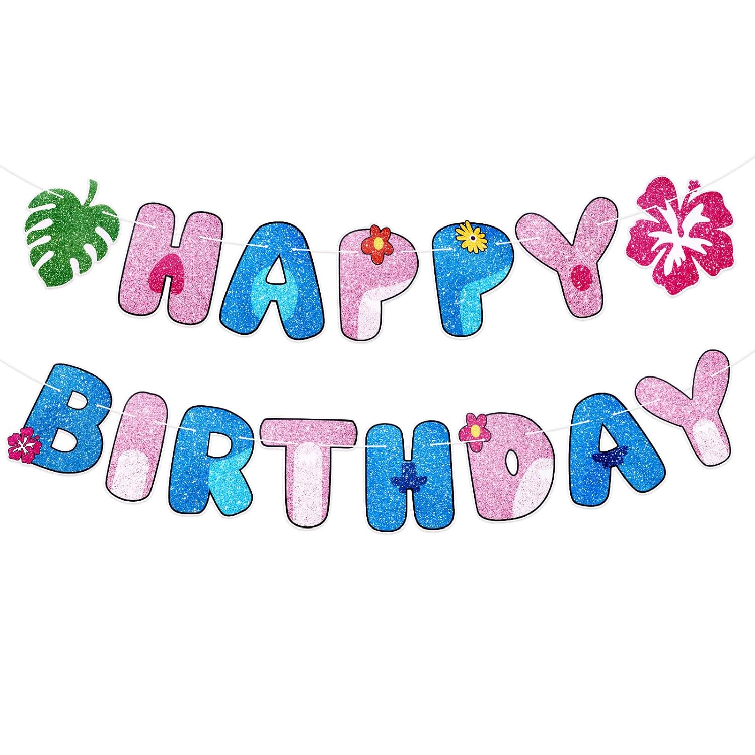 Cartoon Blue Pink Birthday Decorations, Pre-Strung Blue and Pink Themed ...
