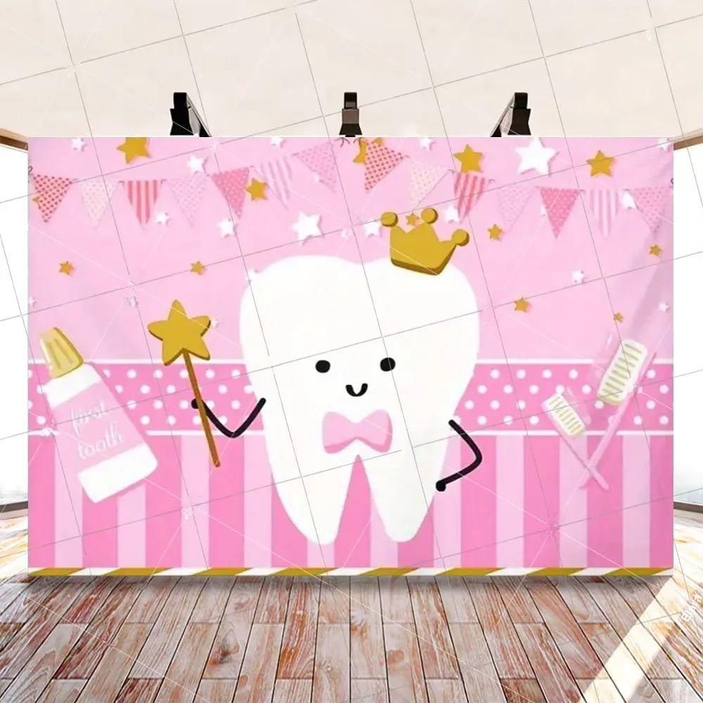 Cartoon Blue Pink My First Tooth Birthday Party Decor Baby Shower ...