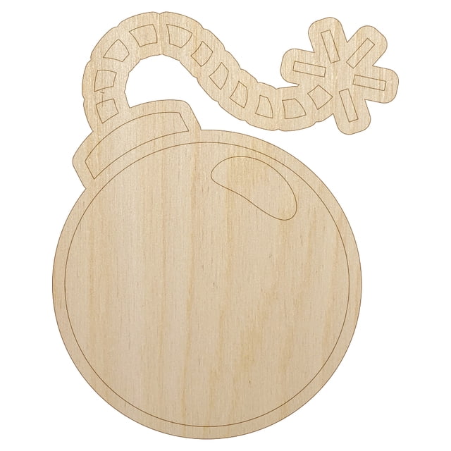 Cartoon Bomb with Fuse Wood Shape Unfinished Piece Cutout Craft DIY ...