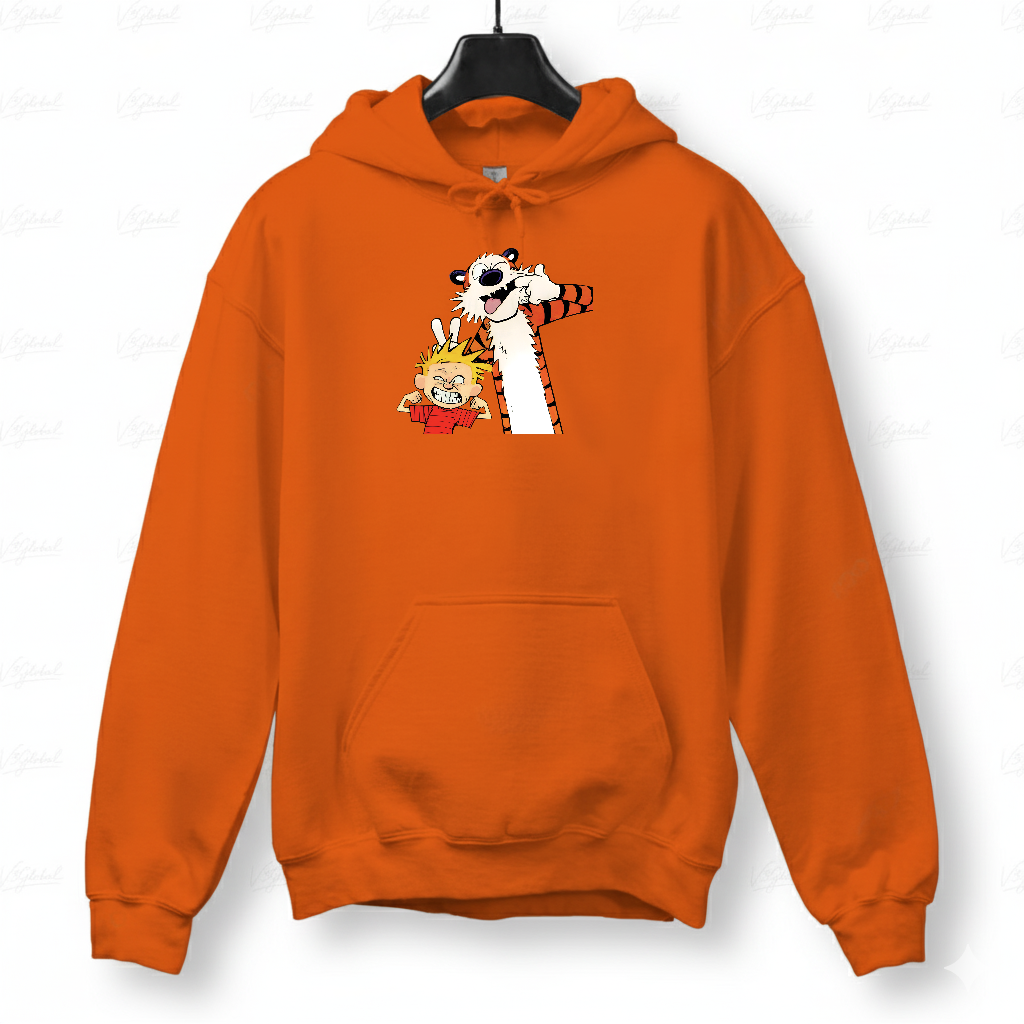 Cartoon Bond Cute Calvin And Hobbs Friendship Art Hoodie for Men ...