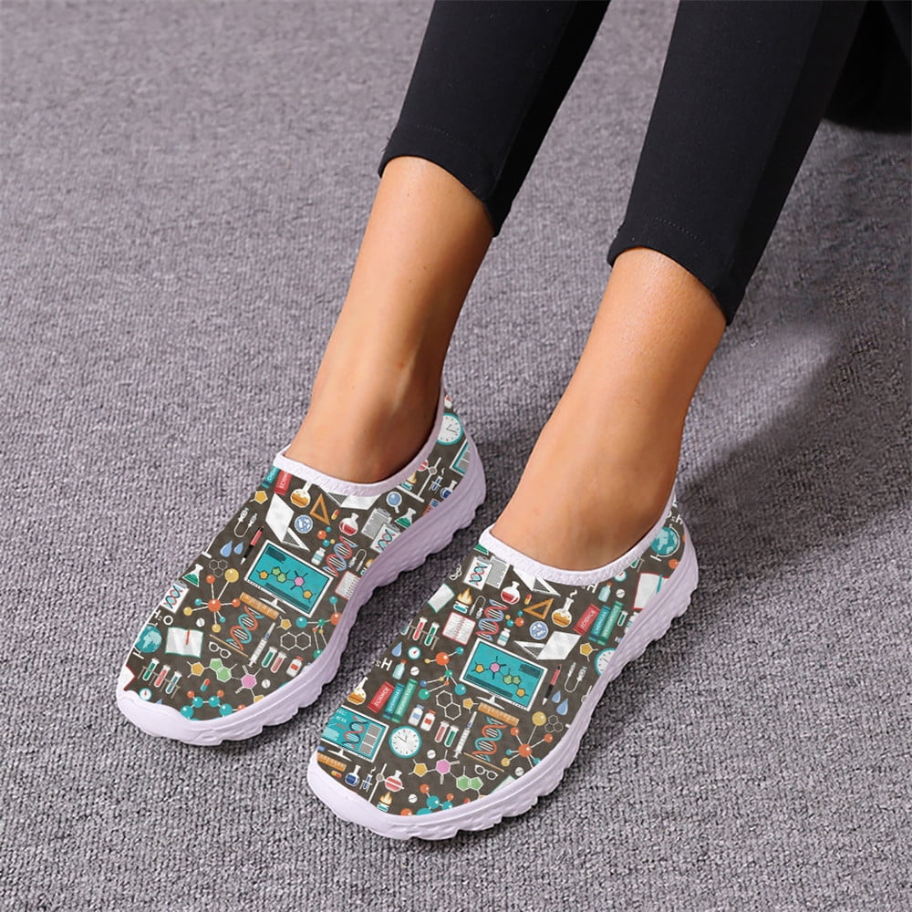 Cartoon Books Learning Tools Print Ladies Spring Autumn Sneakers ...