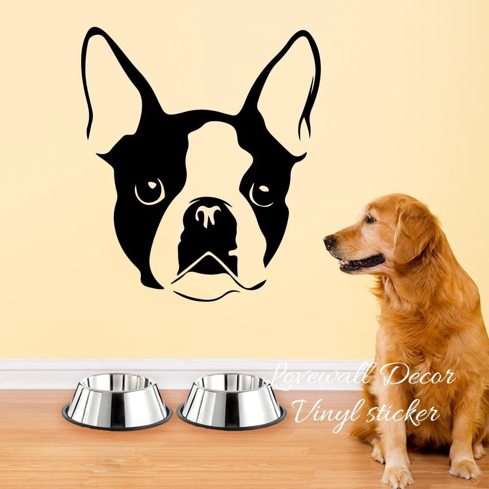 Cartoon Boston Terrier Dog Head Wall Sticker Nursery Kids Room Cute ...