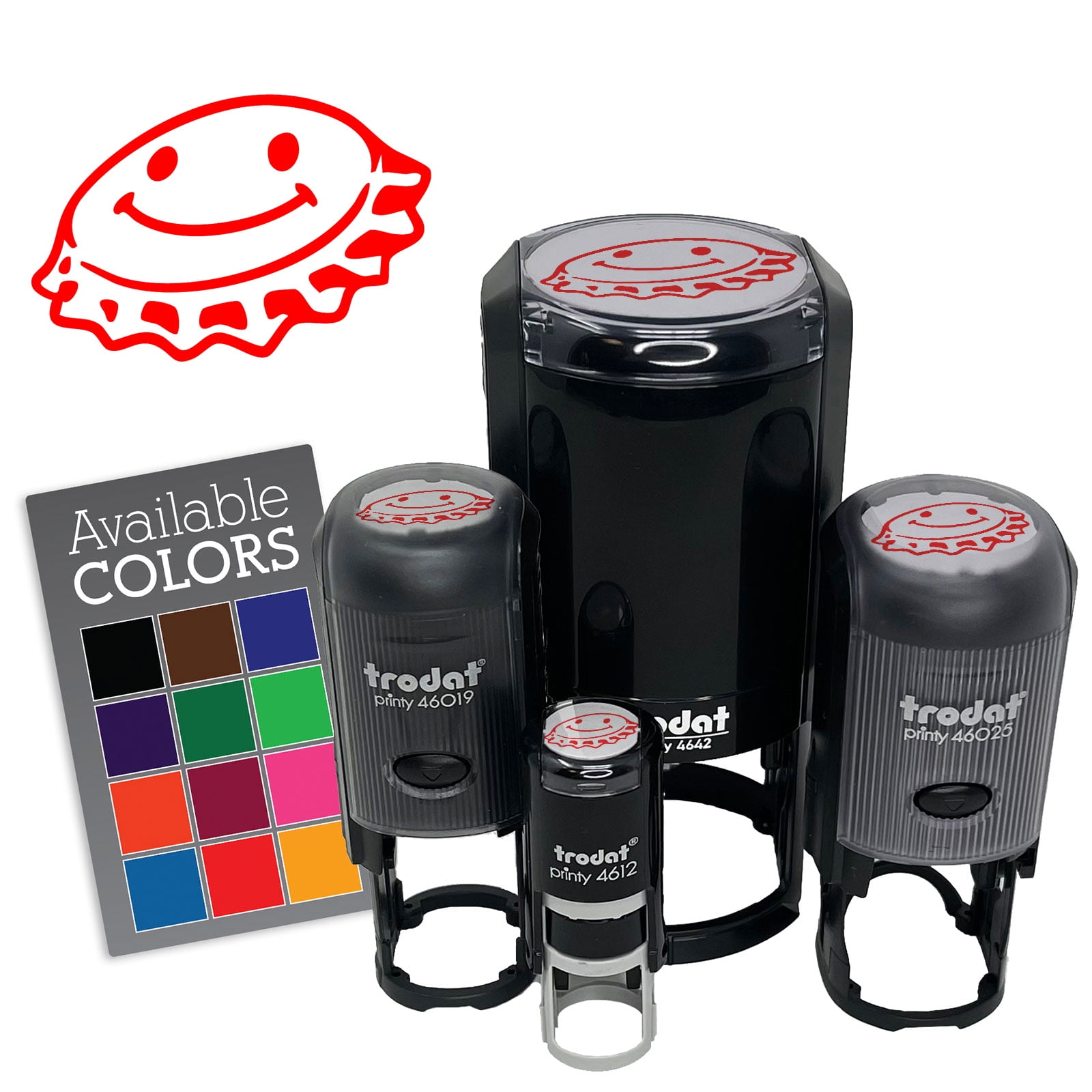 Cartoon Bottle Cap Soda Smiley Face Self-Inking Rubber Stamp for ...
