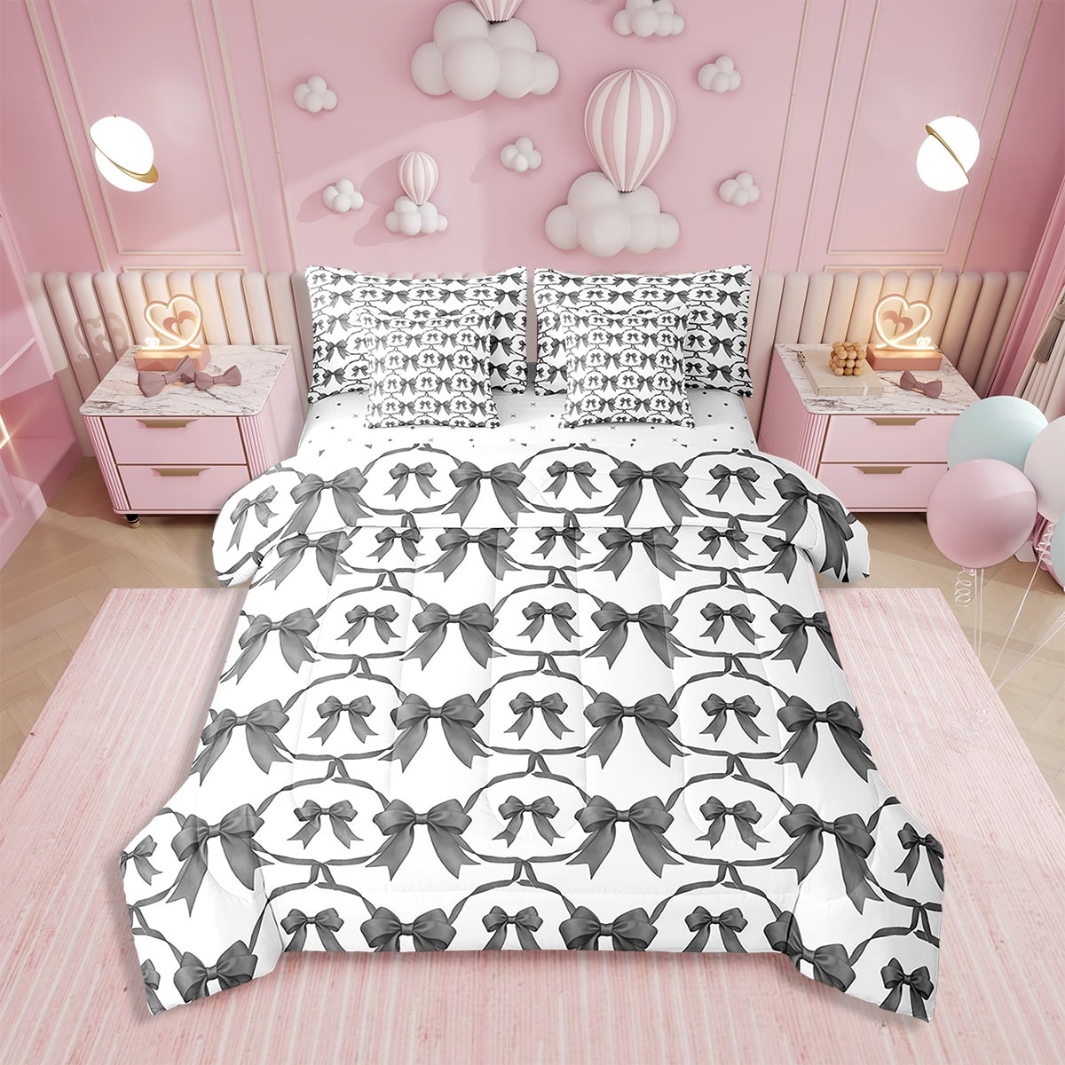 Cartoon Bowknot 7 Piece Comforter Set Twin Bow Knot Bedding Kids ...