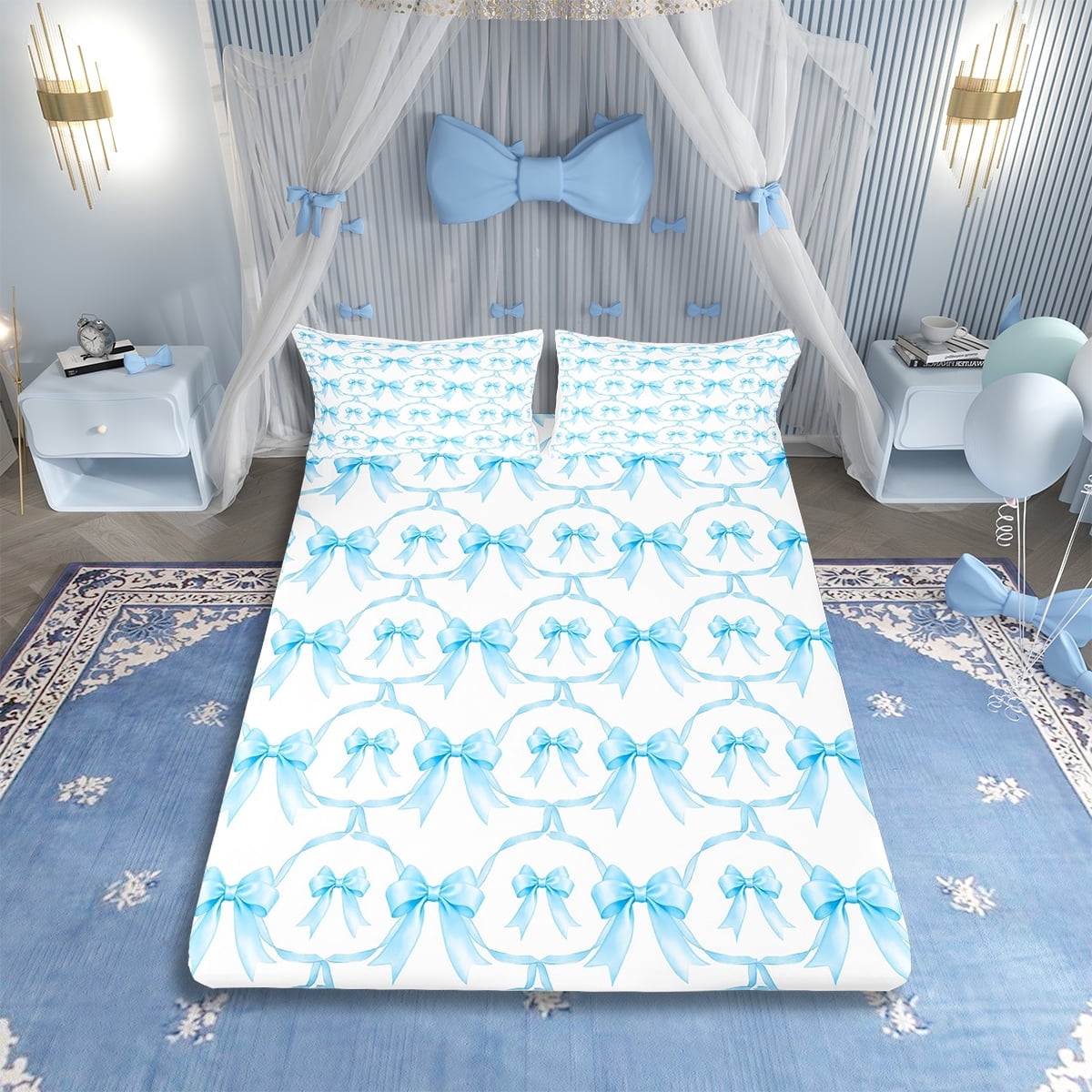 Cartoon Bowknot Bed Sheets Set Full Bow Knot Sheet Set Butterfly Knot ...