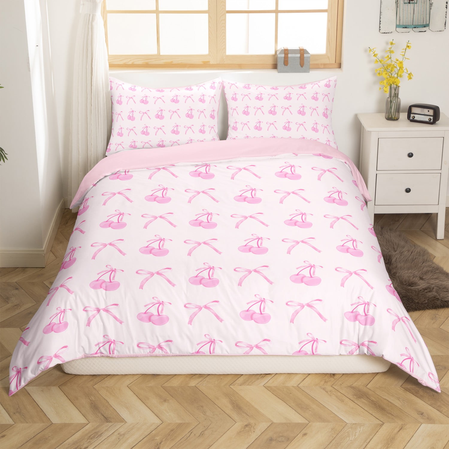Cartoon Bowknot Kids Duvet Cover Set King Size,Pink Bow Tie Butterfly ...
