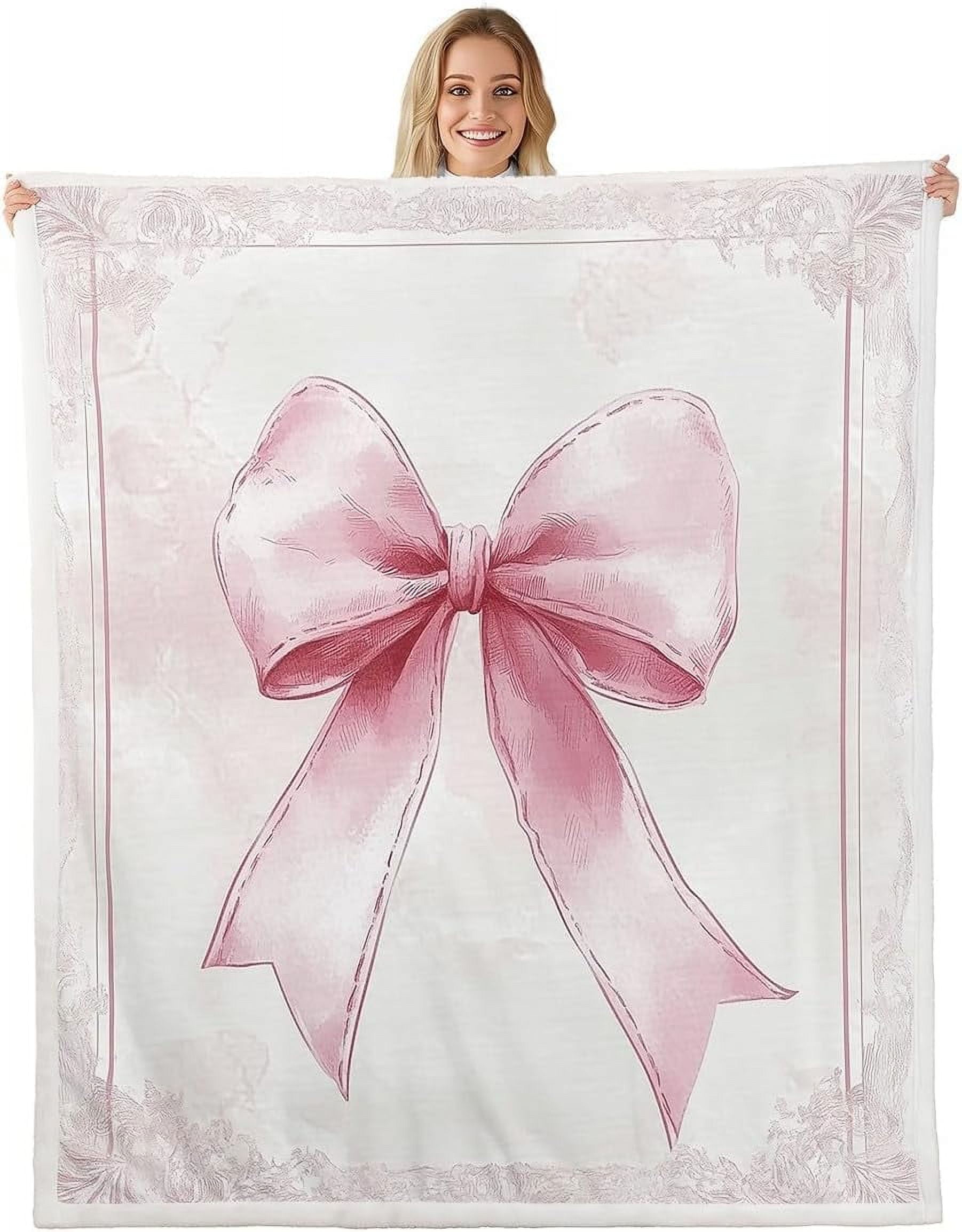Cartoon Bowknot Kids Throw Blanket,Dreamy Princess Bow Girly Bed ...
