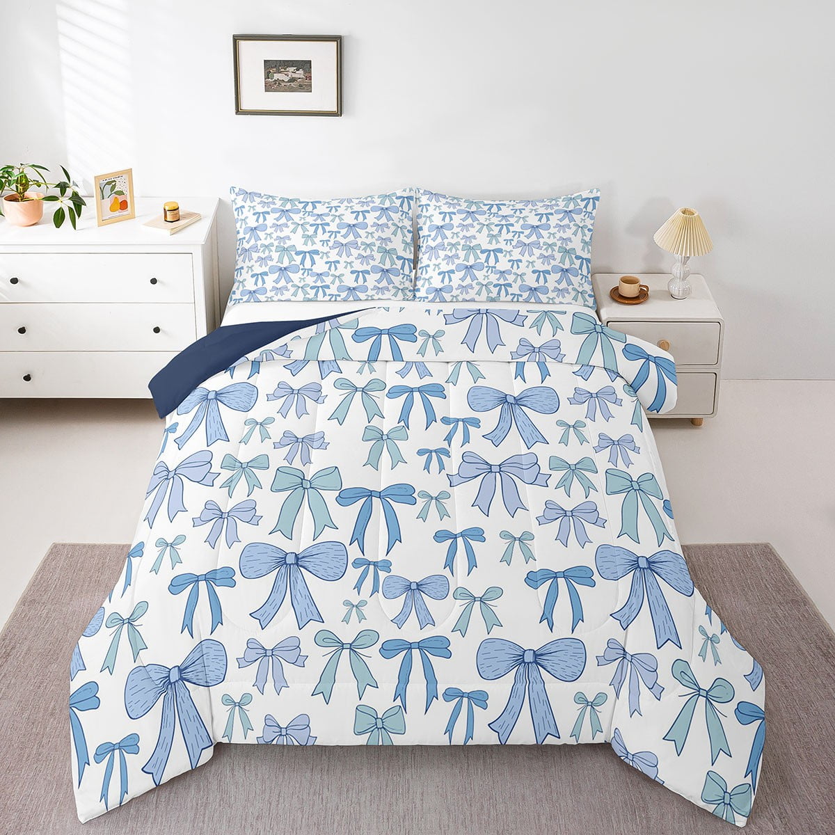 Cartoon Bowknot King Comforter Sets,Blue Bow Tie Butterfly Knot ...