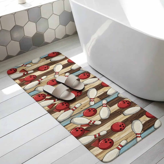 Cartoon Bowling Bathroom Runner Rugs Non Slip Washable Absorbent Narrow ...