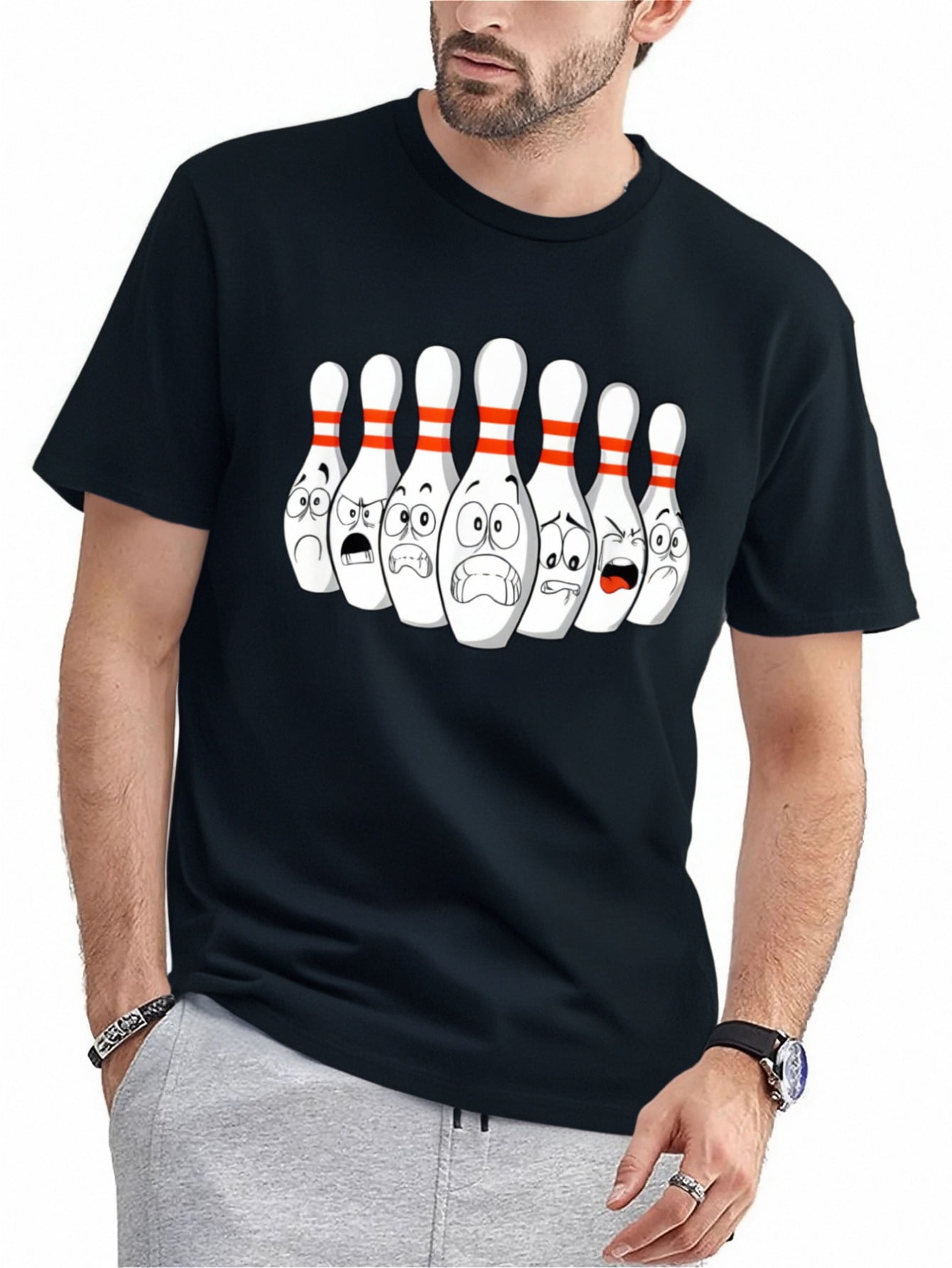 Cartoon Bowling Funny Scared Bowling Pins T-ShirtFather's Day, Mother's ...
