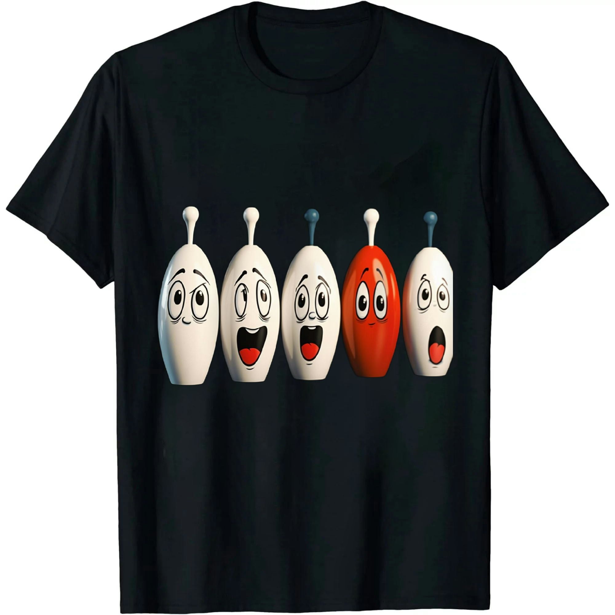 Cartoon Bowling Funny Scared Bowling Pins T-shirt - Walmart.com