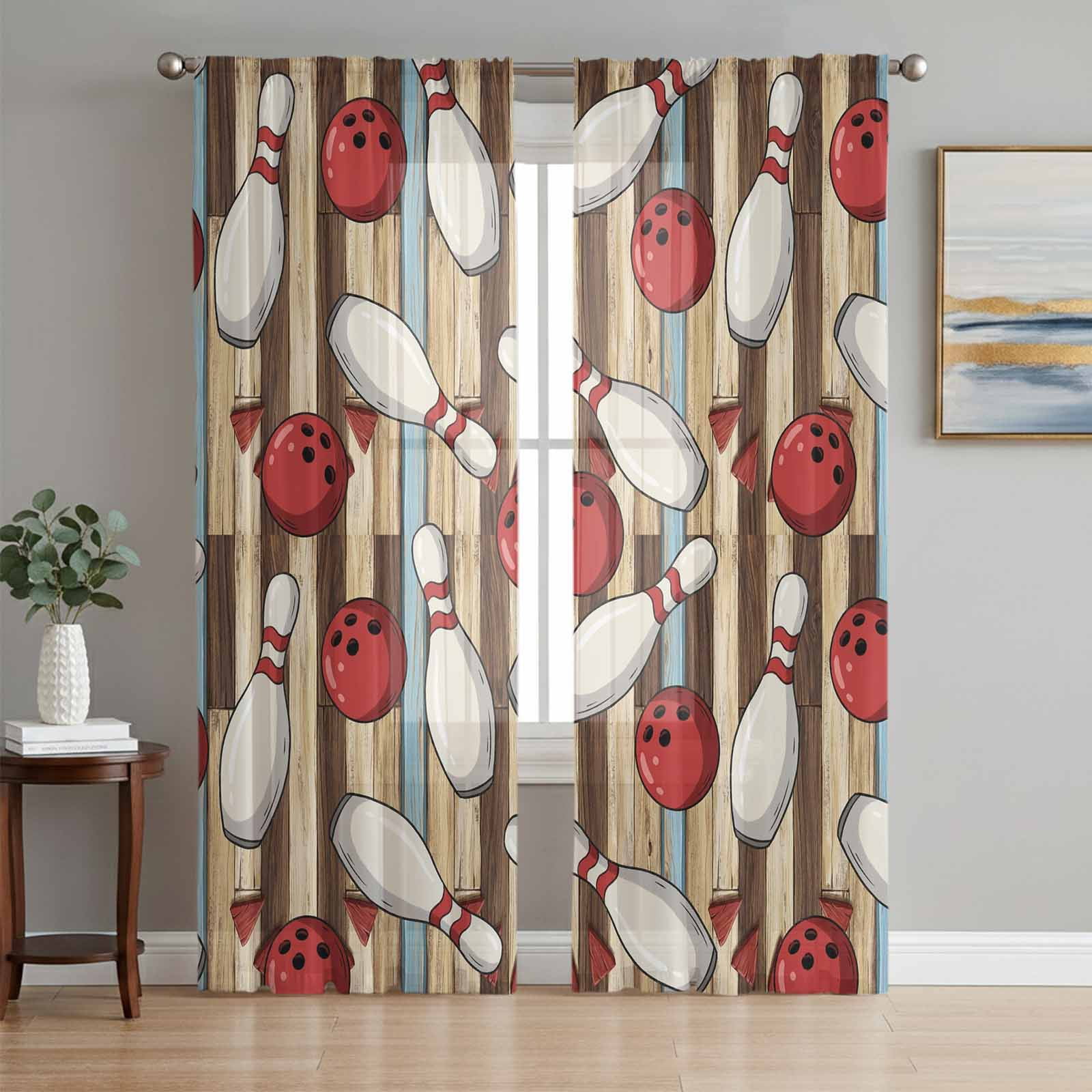 Cartoon Bowling Sheer Curtains for Living Room Bedroom Modern Funny ...
